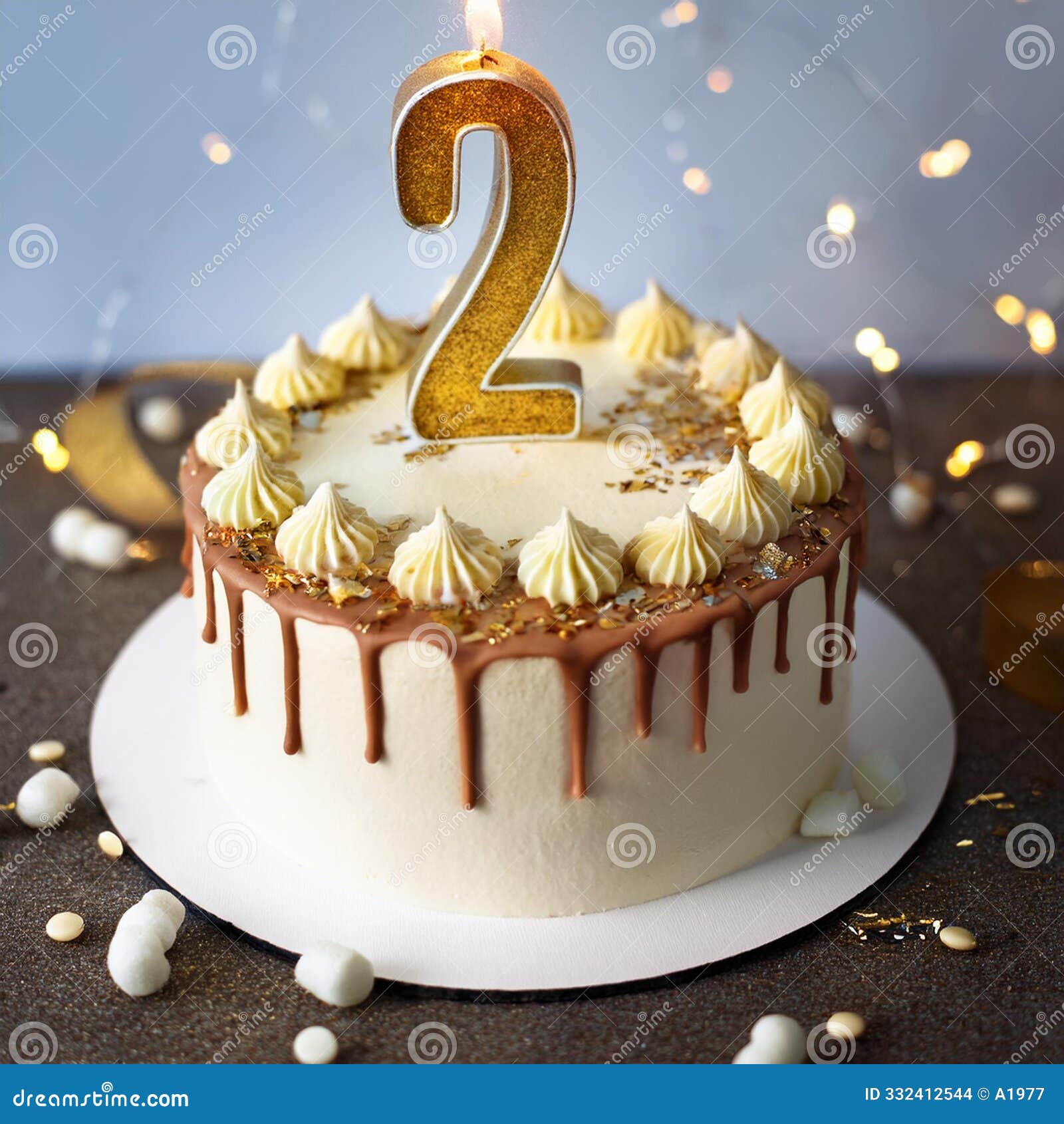 Birthday Cake, 2yo, AI Generated Stock Illustration - Illustration of ...