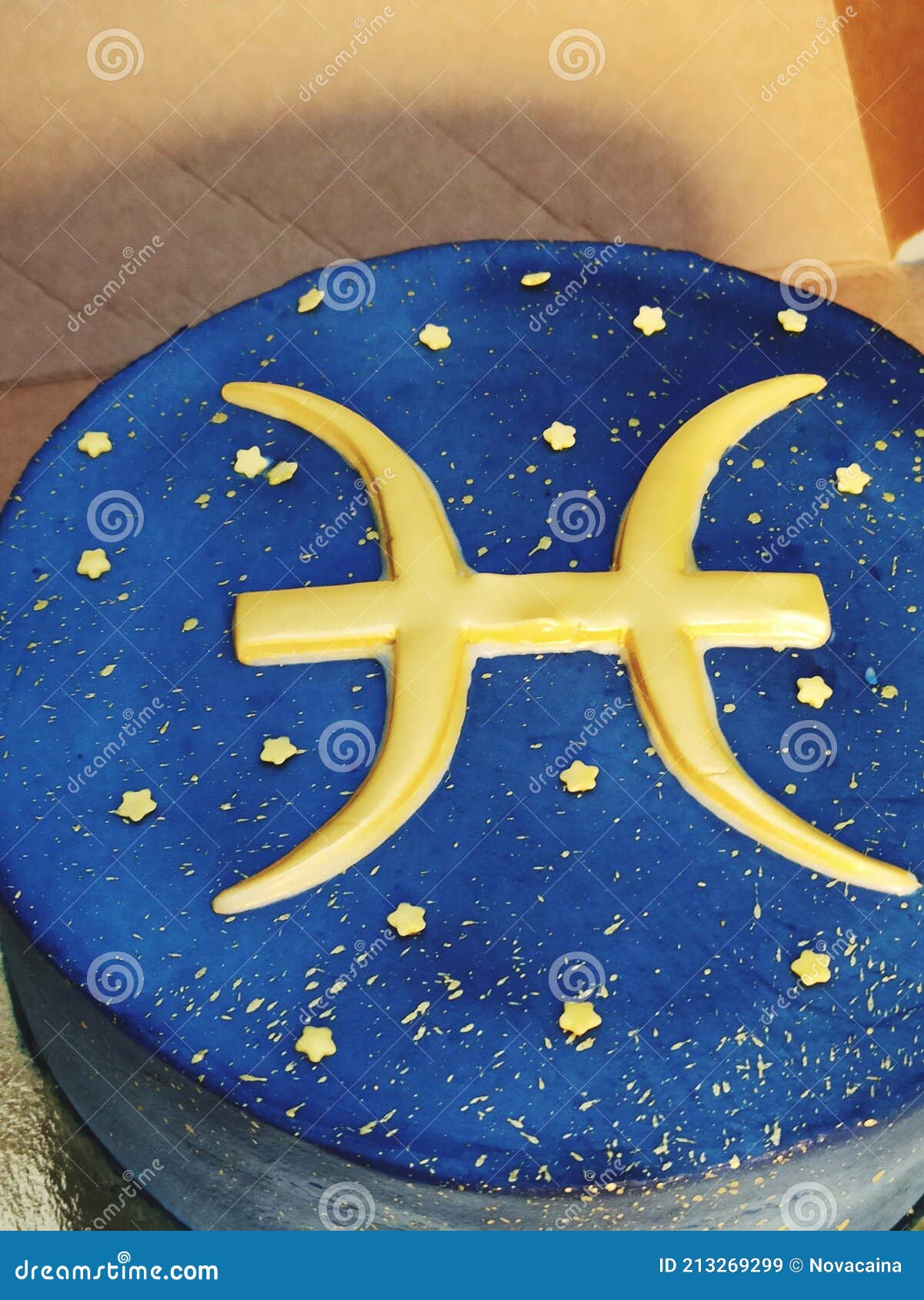 Birthday Cake with Zodiac Sign of Fish Stock Image - Image of circle ...