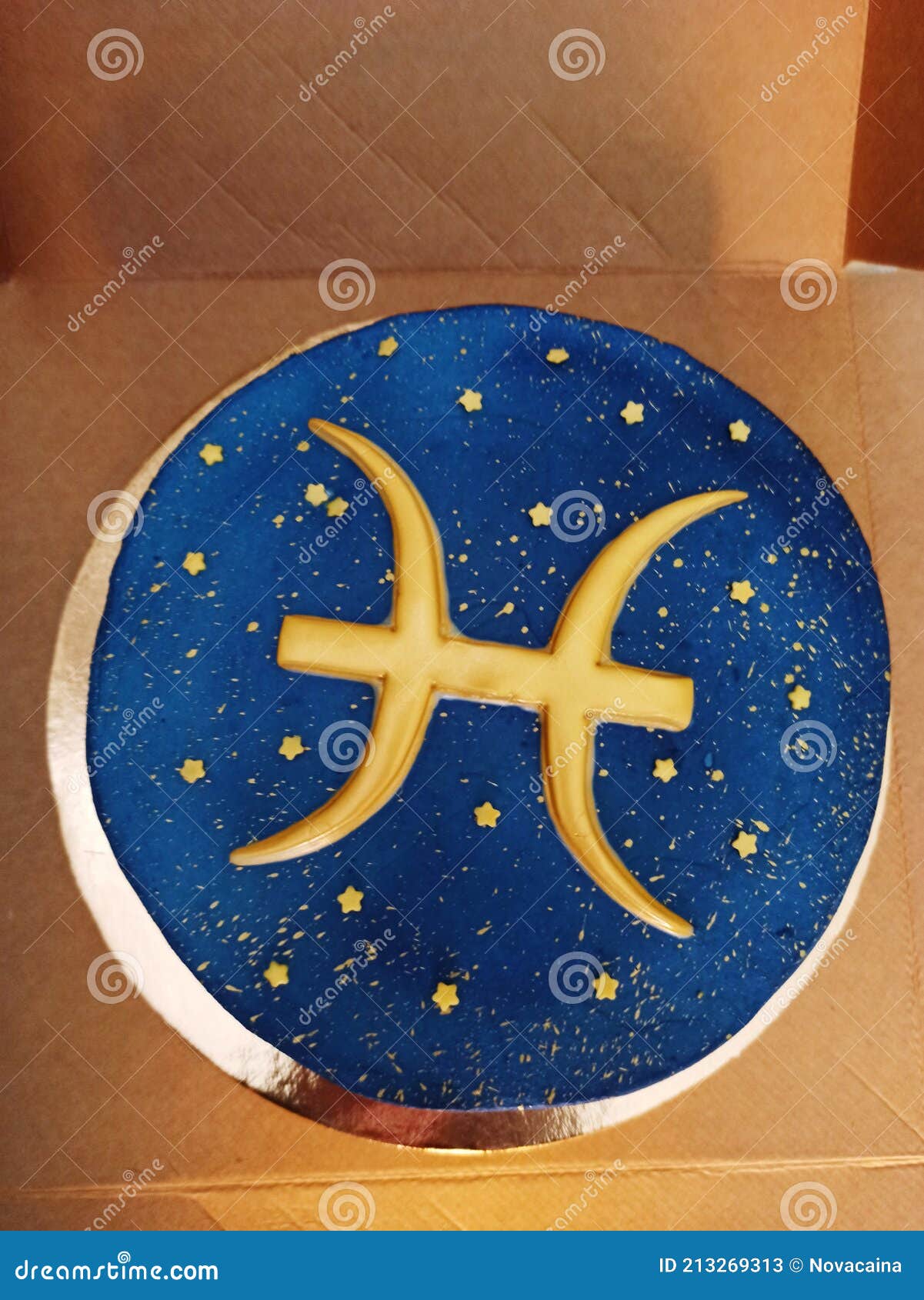 Birthday Cake with Zodiac Sign of Fish Stock Image - Image of iron ...
