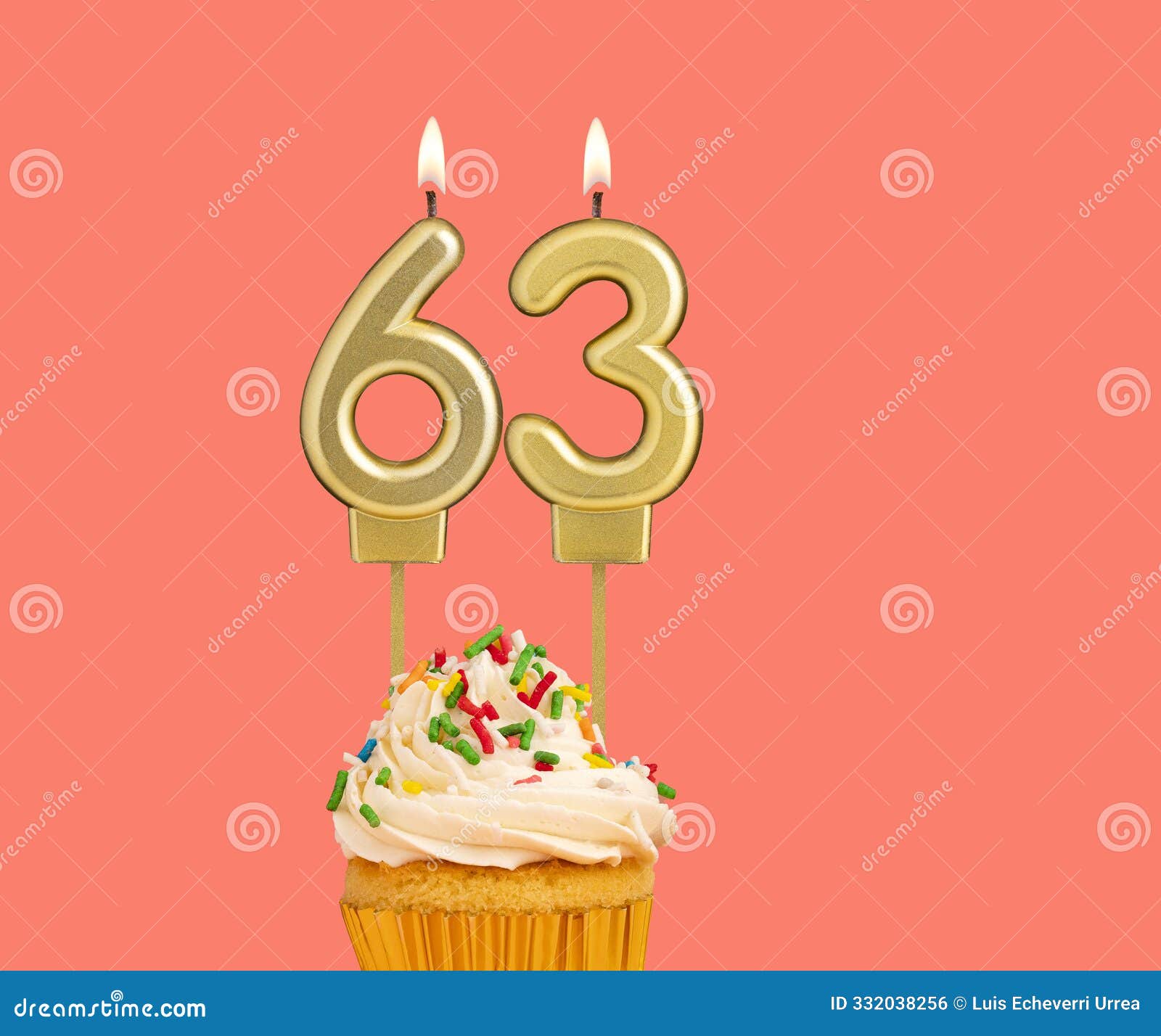 Birthday Candle and Cupcake - Number 63 Stock Photo - Image of number ...