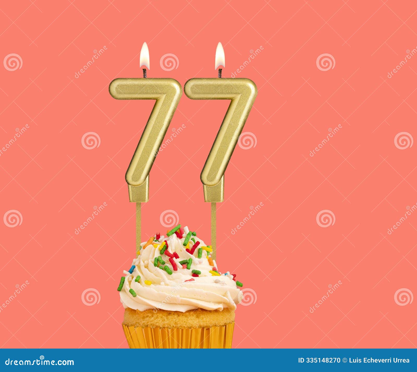 Birthday Candle and Cupcake - Number 77 Stock Photo - Image of ...