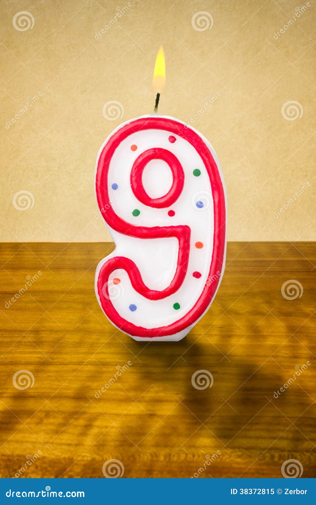 Birthday candle number 9 stock illustration. Illustration of card ...