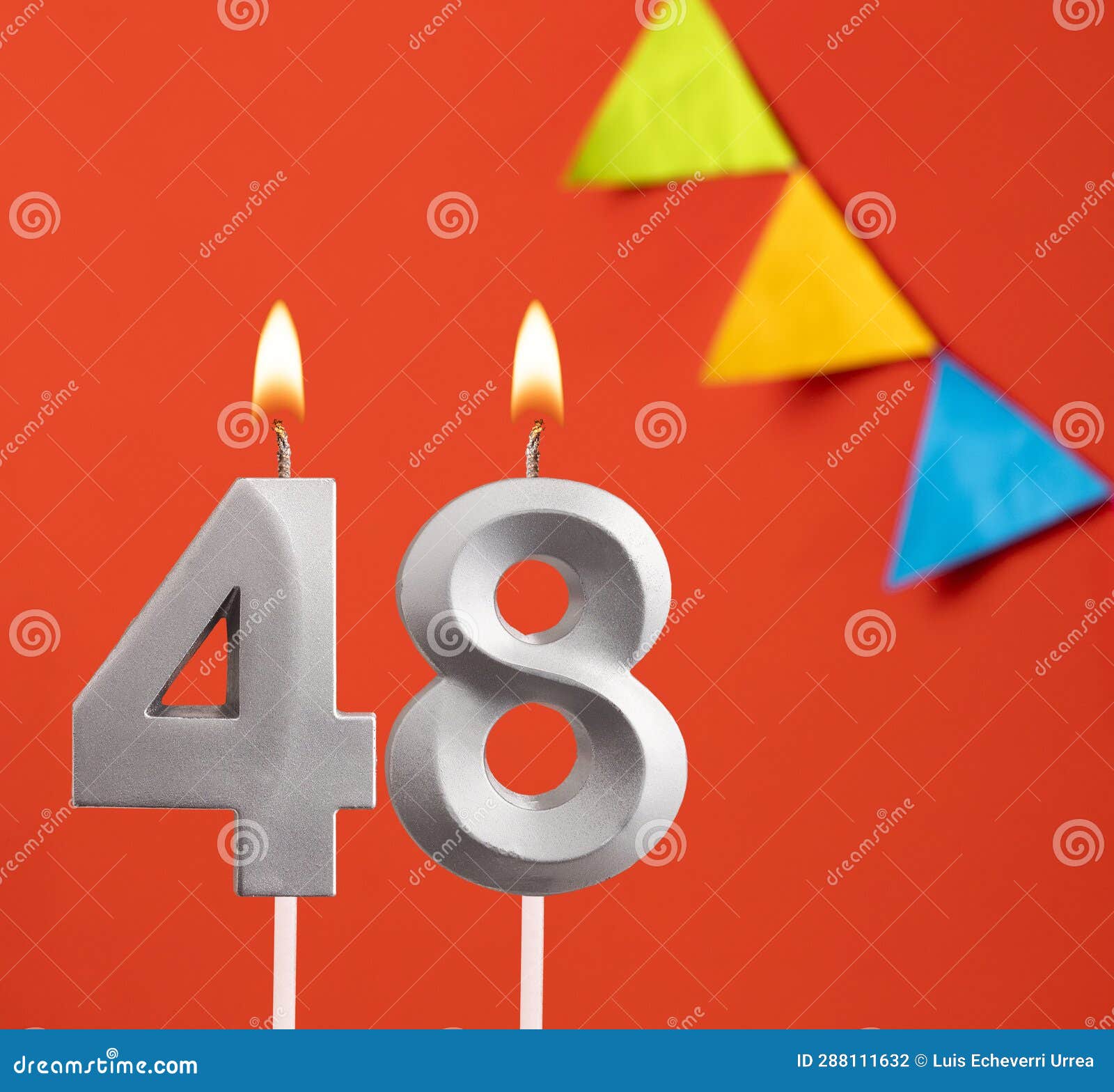 Birthday Candle Number 48 - Invitation Card in Orange Background Stock ...