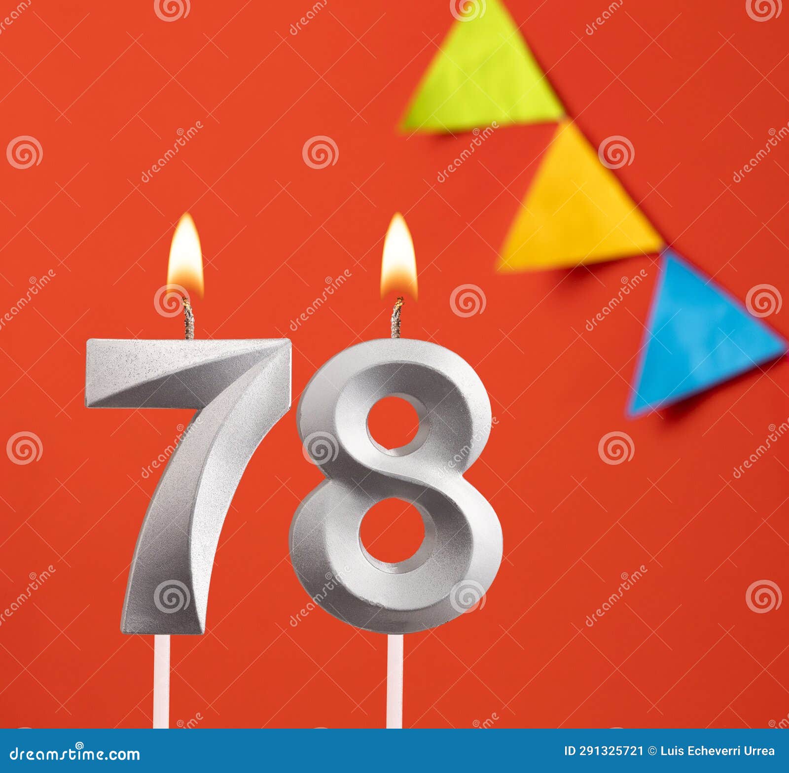 Birthday Candle Number 78 - Invitation Card in Orange Background Stock ...