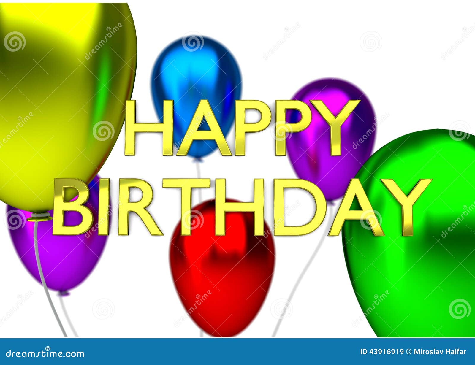 Birthday Card with Balloons and Birthday Text Stock Illustration ...