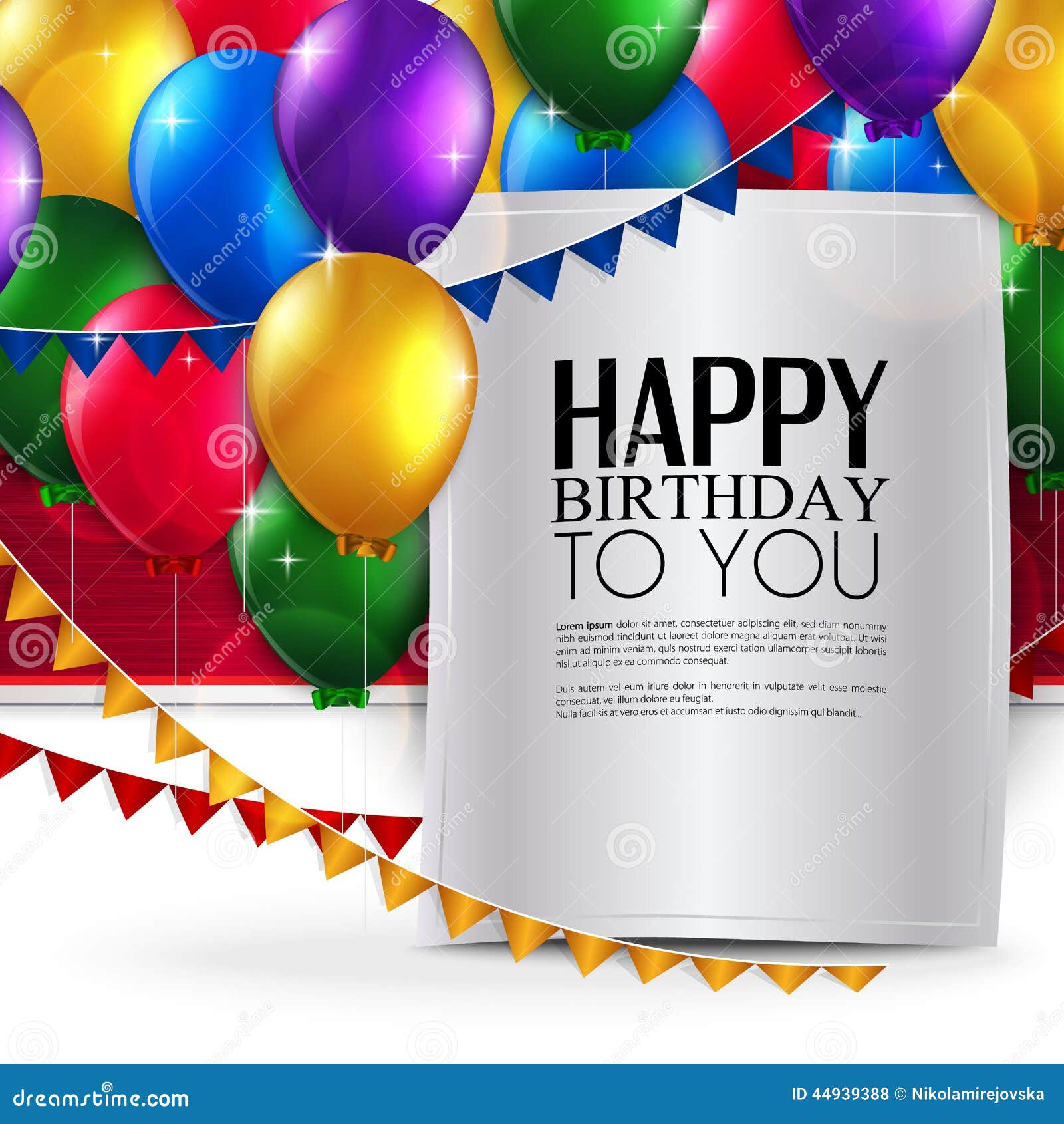 Birthday Card with Balloons, and Birthday Text. Stock Vector ...