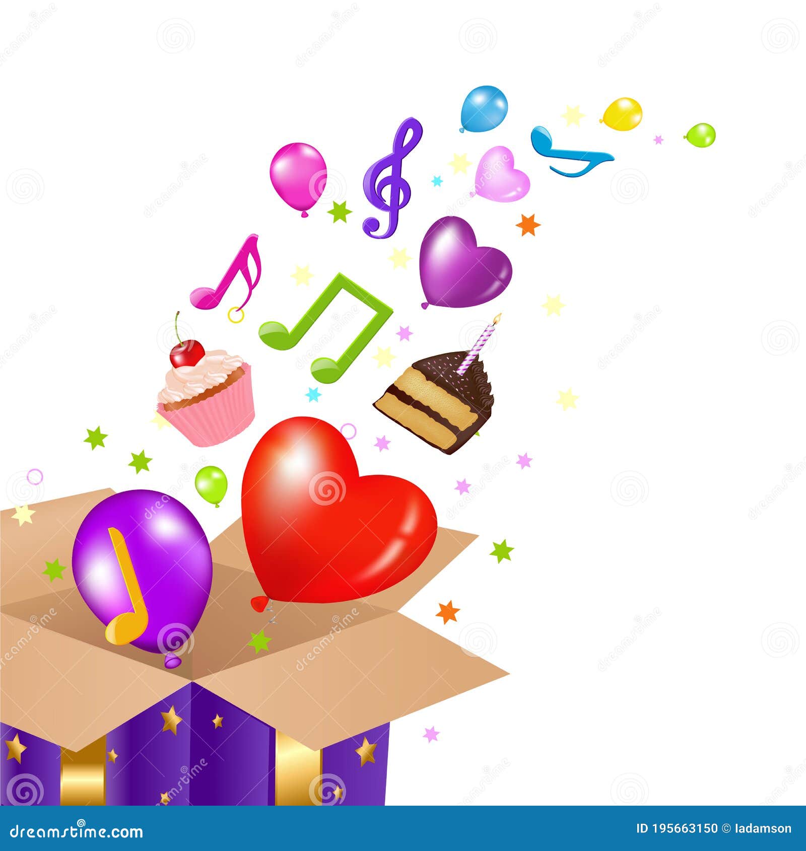 Birthday Card with Box stock vector. Illustration of greeting - 195663150