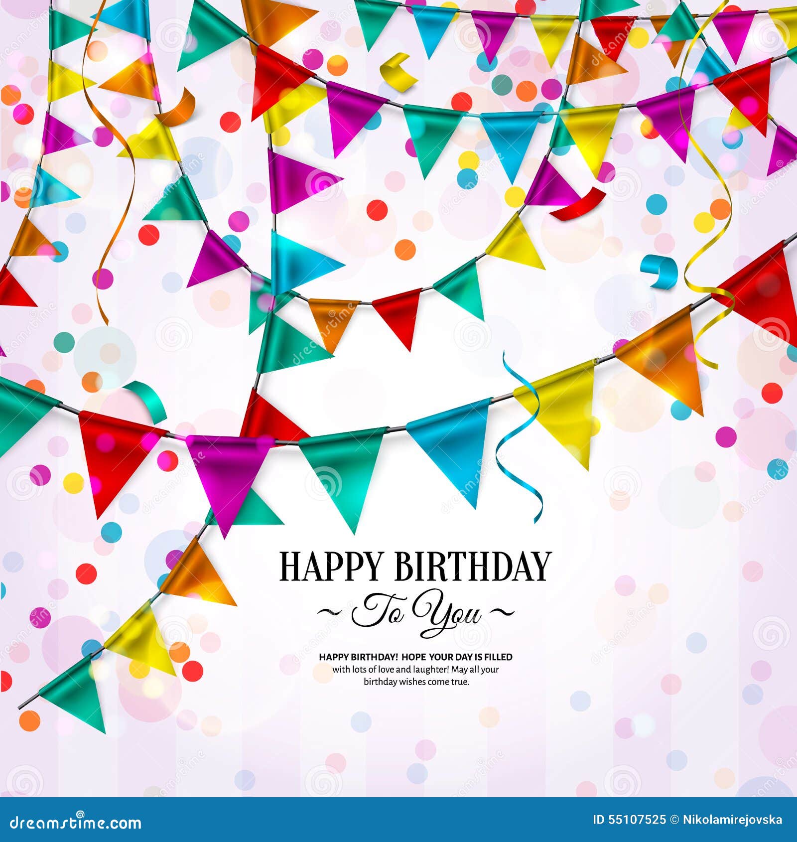 Birthday Card with Bunting Flags Stock Vector - Illustration of funny ...