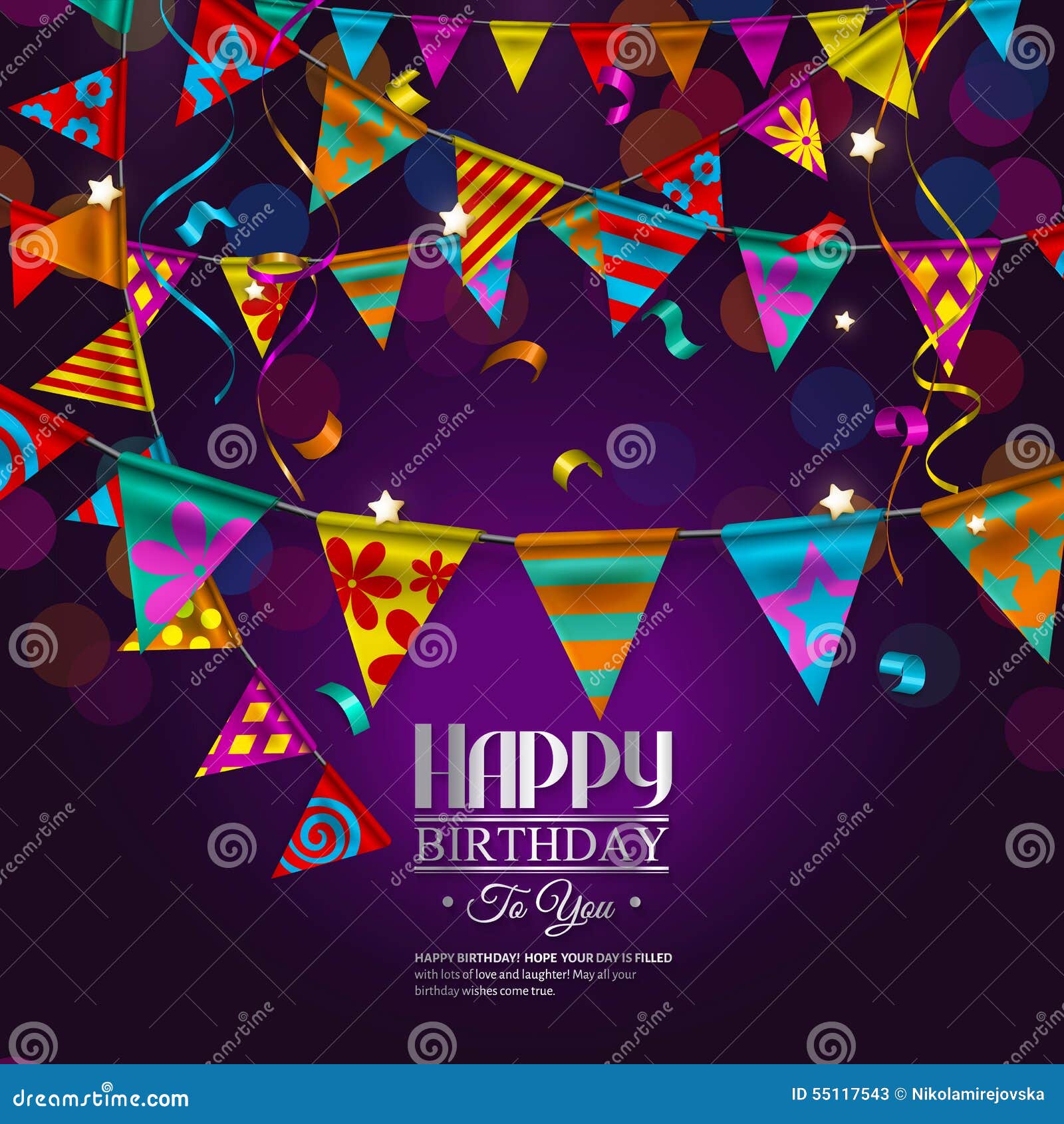 Birthday Card with Bunting Flags Stock Vector - Illustration of ...