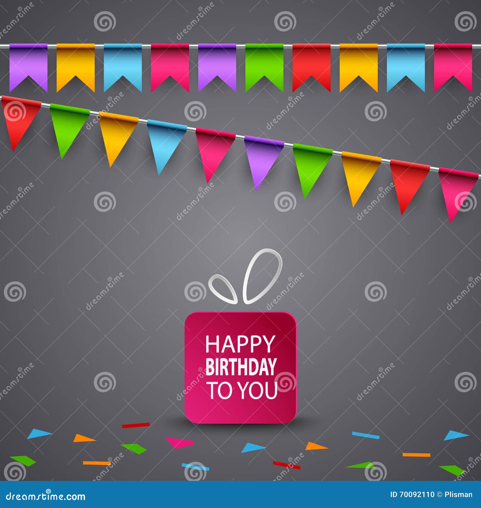 Birthday Card with Colorful Flags and Gift Stock Vector - Illustration ...