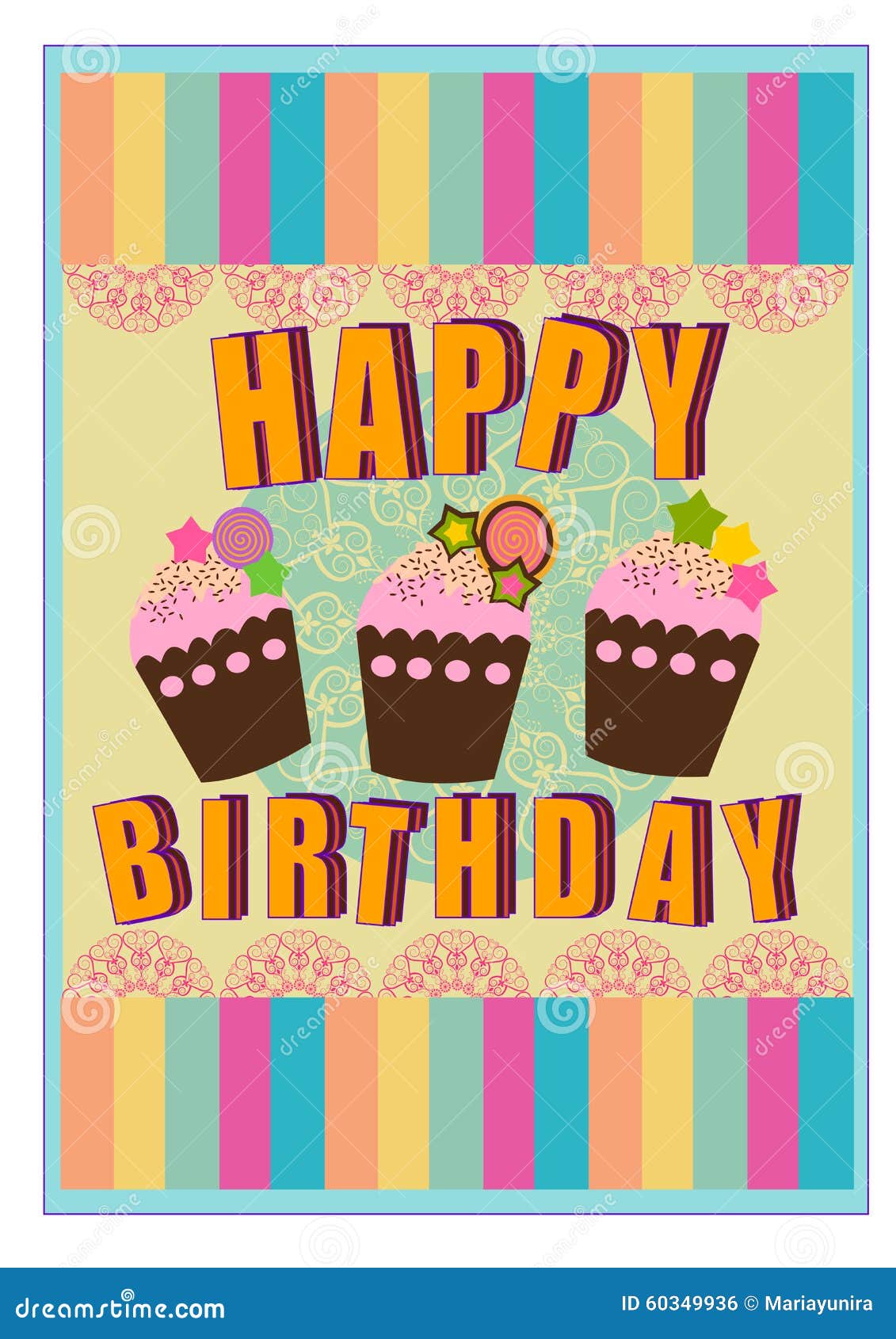 Birthday card stock illustration. Illustration of template - 60349936