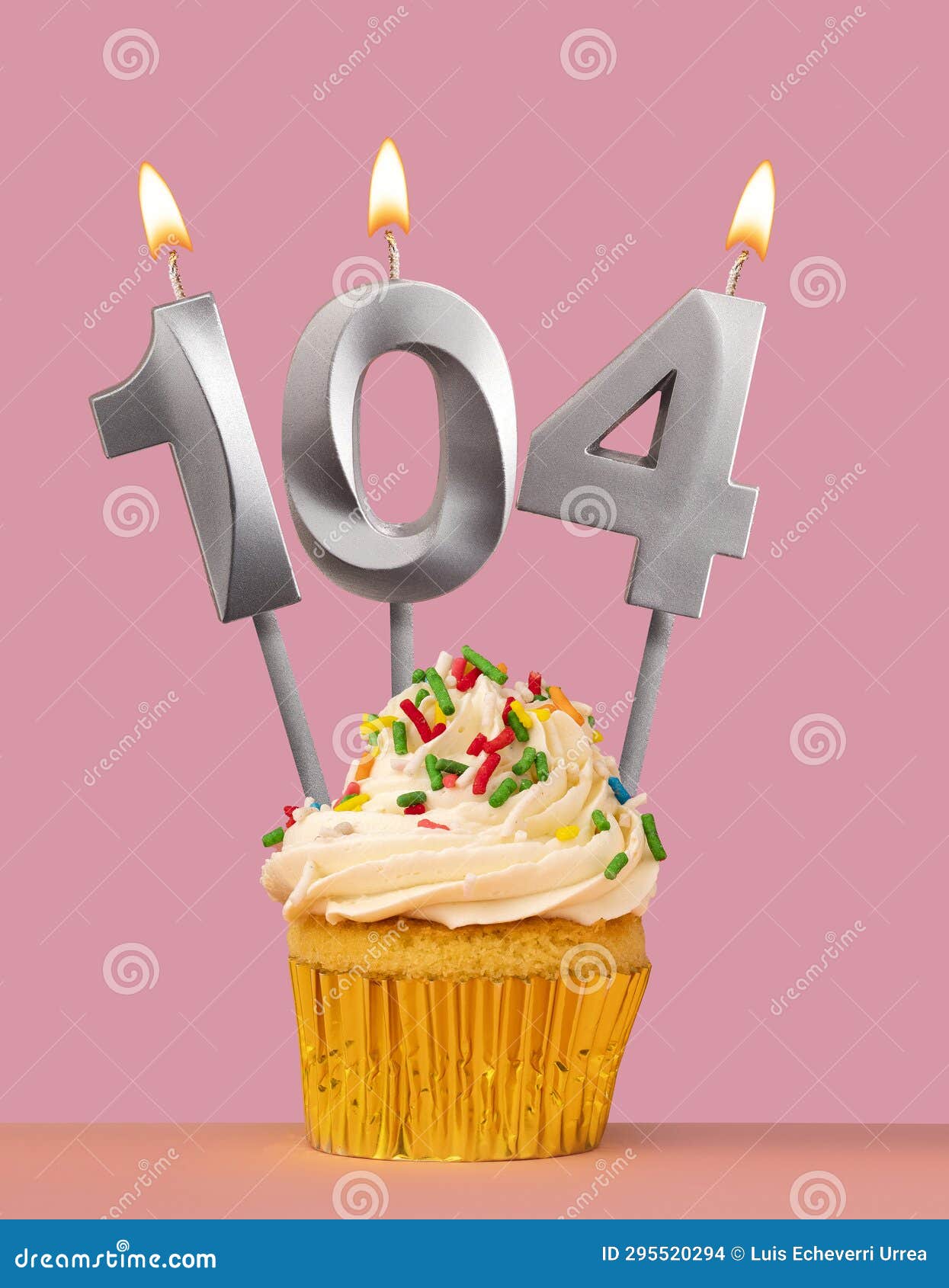 Birthday Card with Cupcake and Candle Number 104 Stock Photo - Image of ...