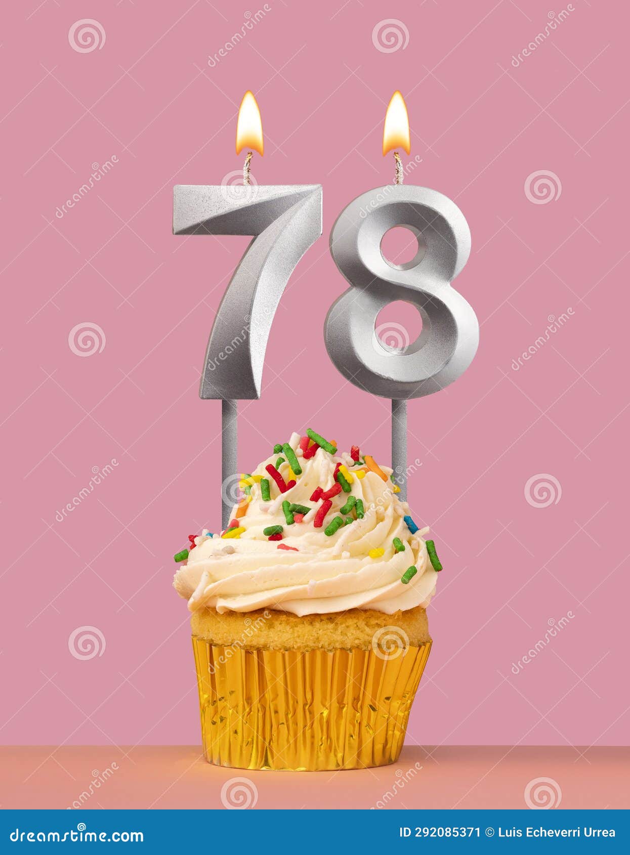 Birthday Card with Cupcake and Candle Number 78 Stock Illustration ...