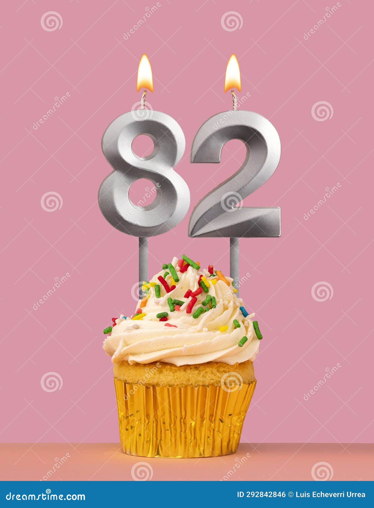 Birthday Card with Cupcake and Candle Number 82 Stock Photo - Image of ...