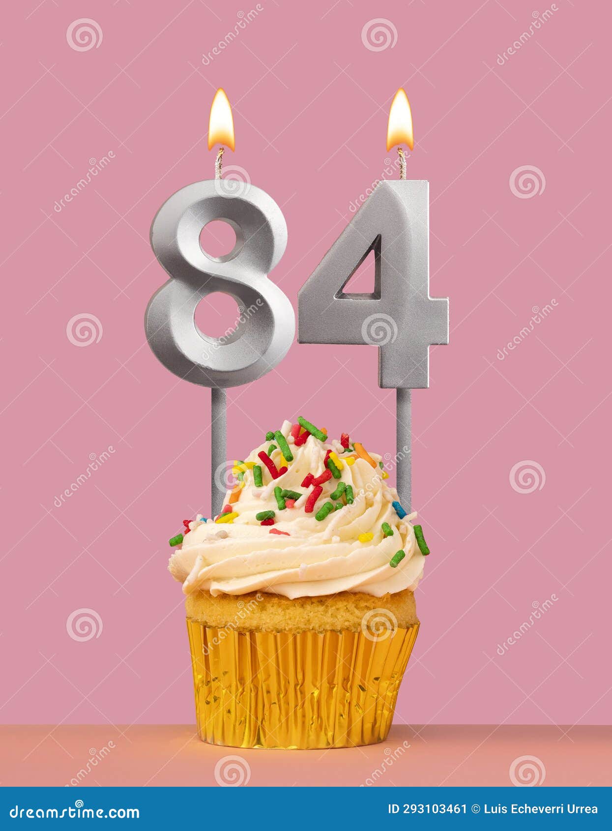 Birthday Card with Cupcake and Candle Number 84 Stock Image - Image of ...