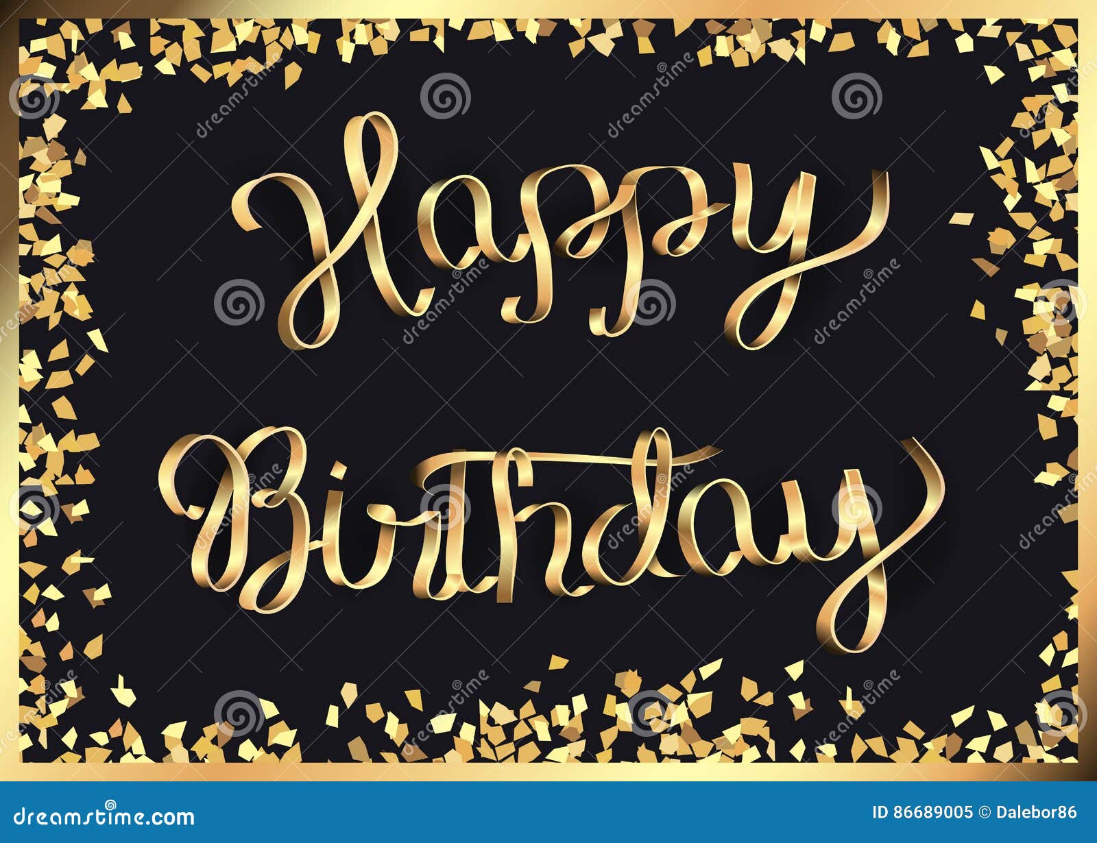 Birthday Card with a Gold Inscription. Stock Vector - Illustration of ...