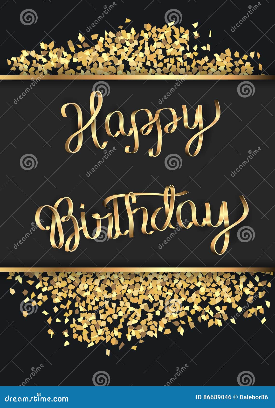 Birthday Card with a Gold Inscription. Stock Vector - Illustration of ...