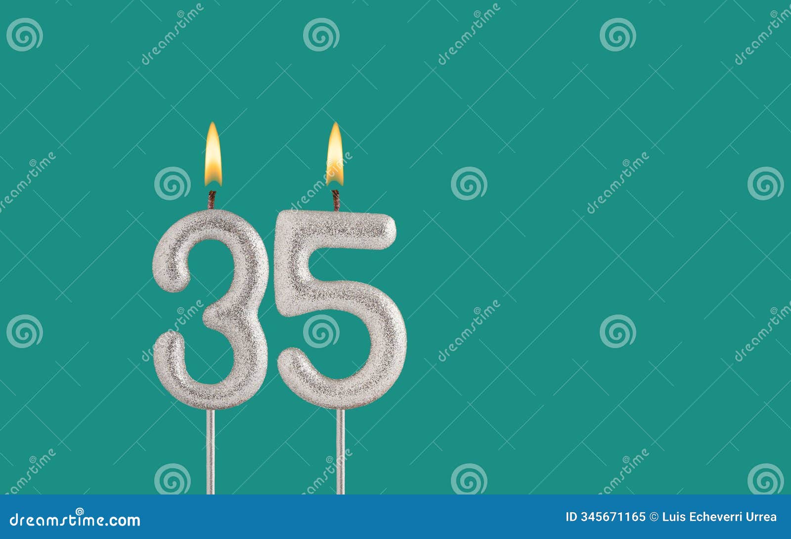 Birthday Card on a Green Background - Candle in the Shape of the Number ...
