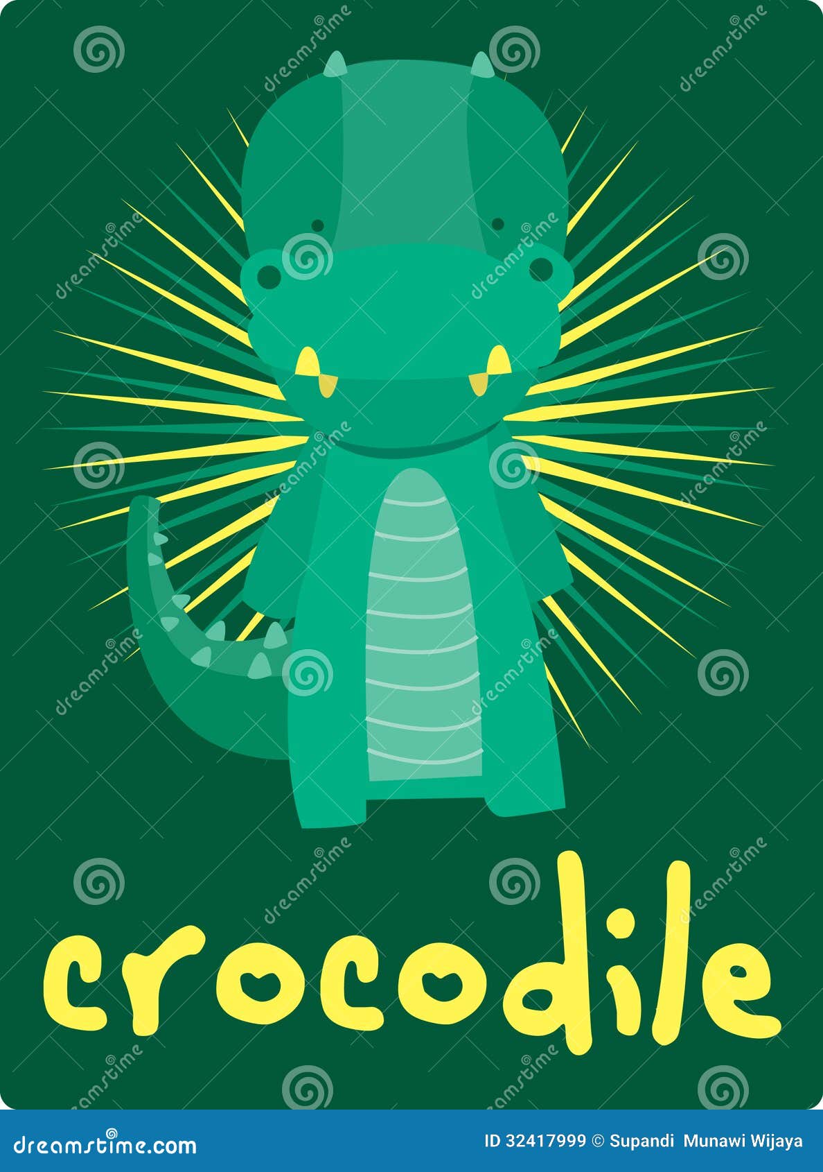 Birthday Card With Illustration Cute Crocodile Royalty-Free Cartoon ...