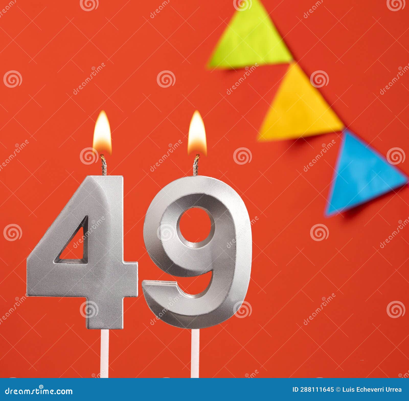 Birthday Card - Number 49 Candle in Orange Background Stock Image ...