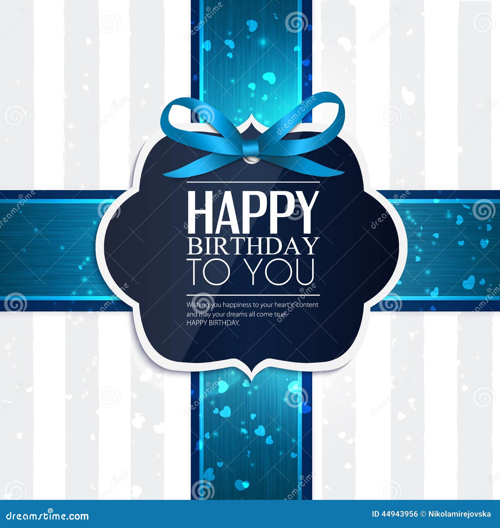 Birthday Card with Ribbon and Birthday Text Stock Vector - Illustration ...