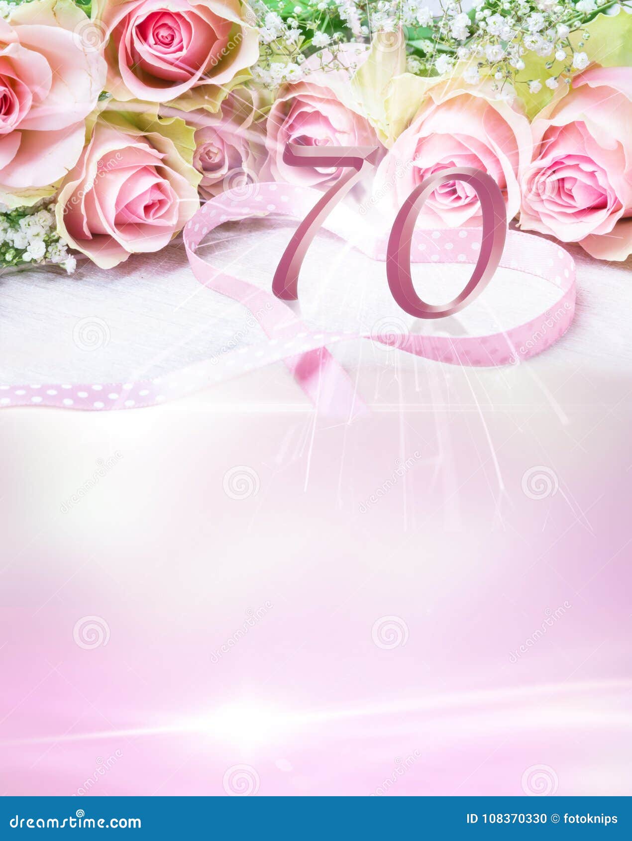 Birthday Card with Roses and Number 70 Stock Illustration ...