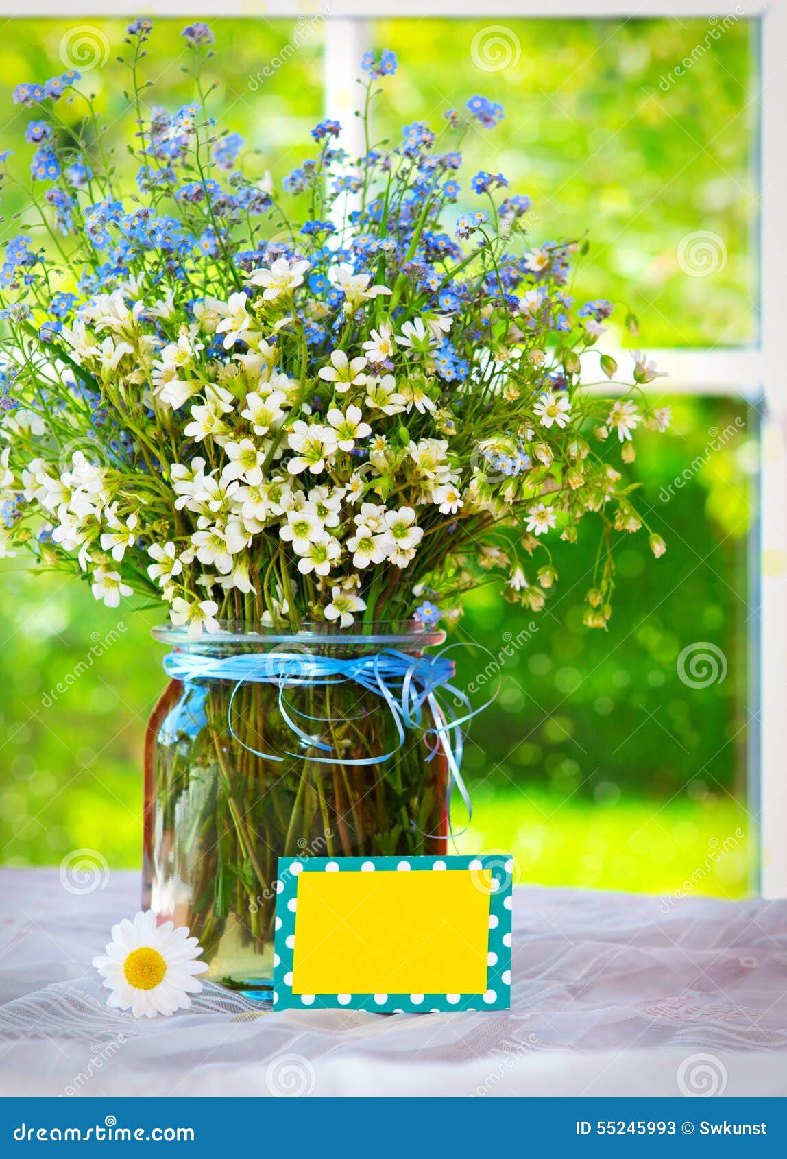 Birthday card. stock image. Image of bouquet, blue, bloom - 55245993