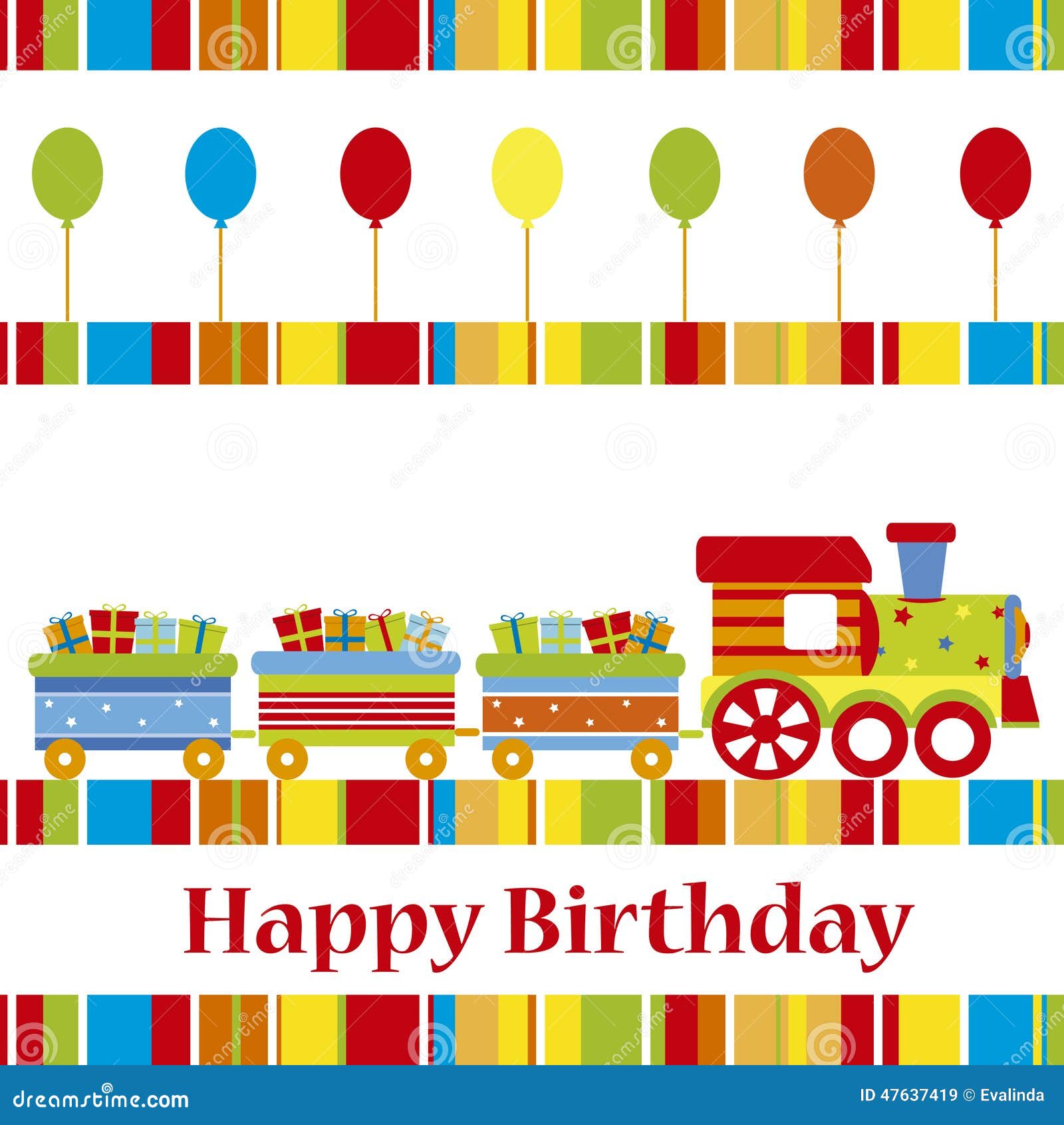Birthday card with train stock illustration. Illustration of ...