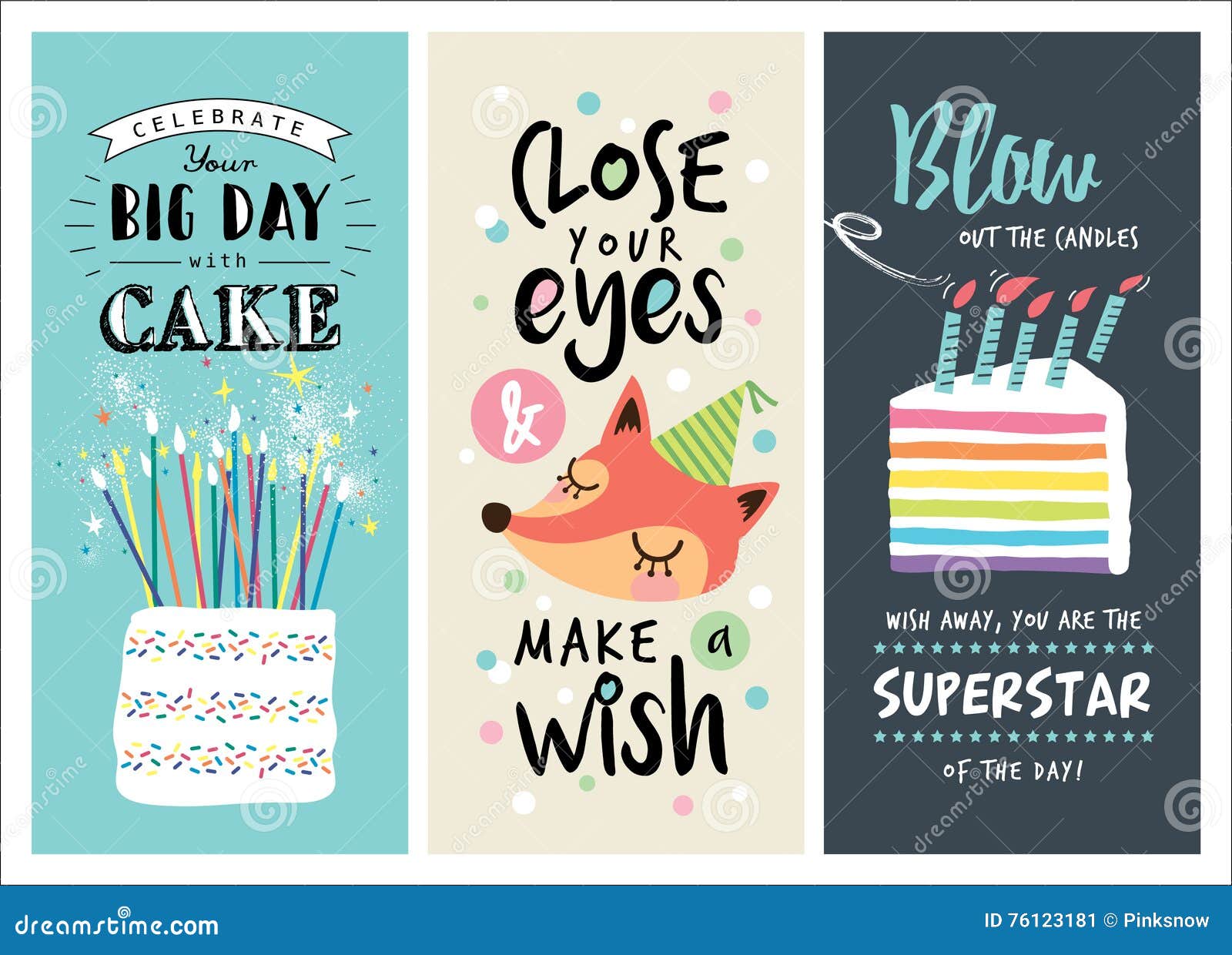 Set Of Birthday Cards,poster,template,greeting Cards,sweet,balloons ...