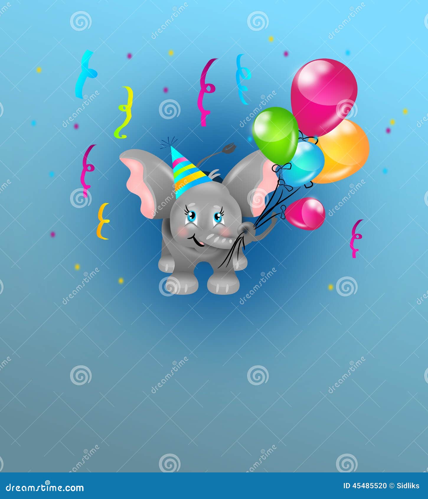 Birthday Celebrate Elephant Stock Illustration - Illustration of ...