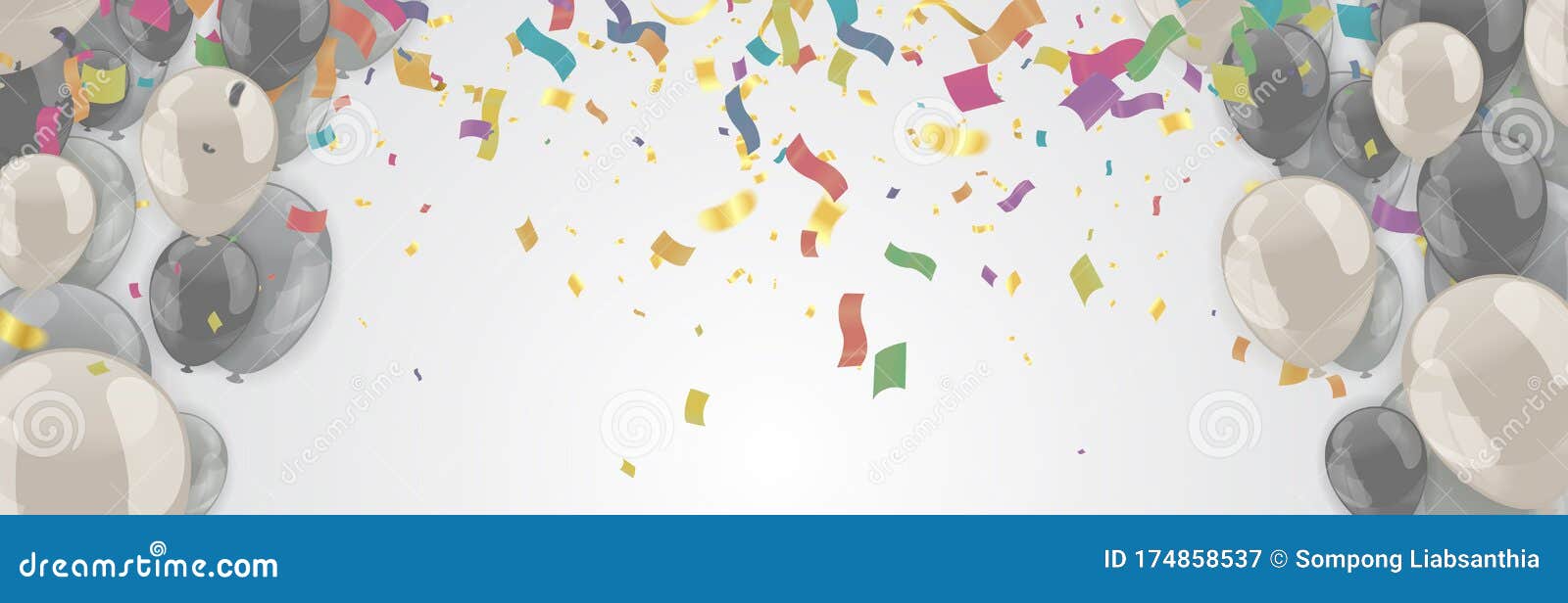 Birthday and Celebration Banner Balloons Silver Color Stock Vector ...