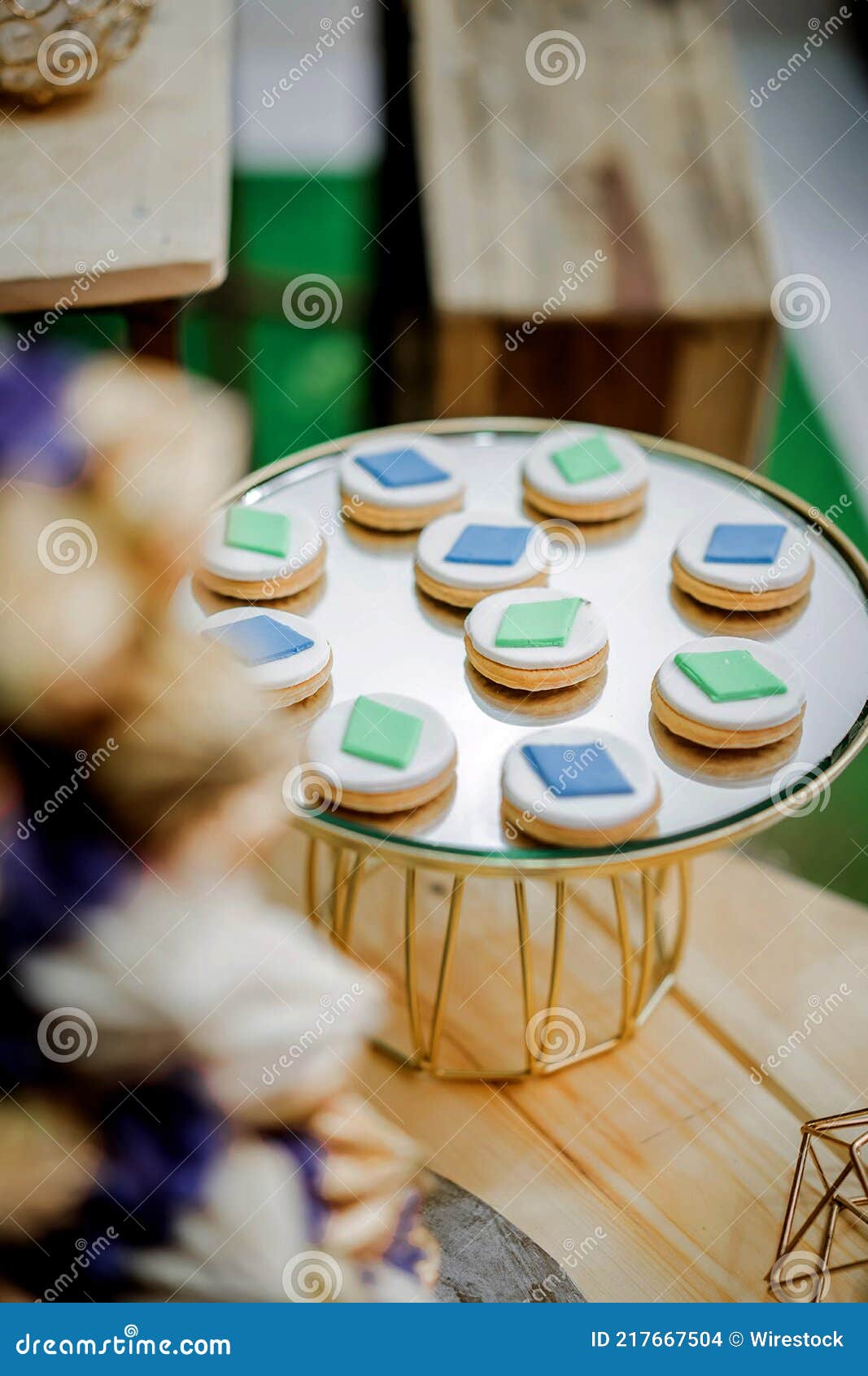 Colorful Biscuits in the Round Silver Plate Stock Photo - Image of ...