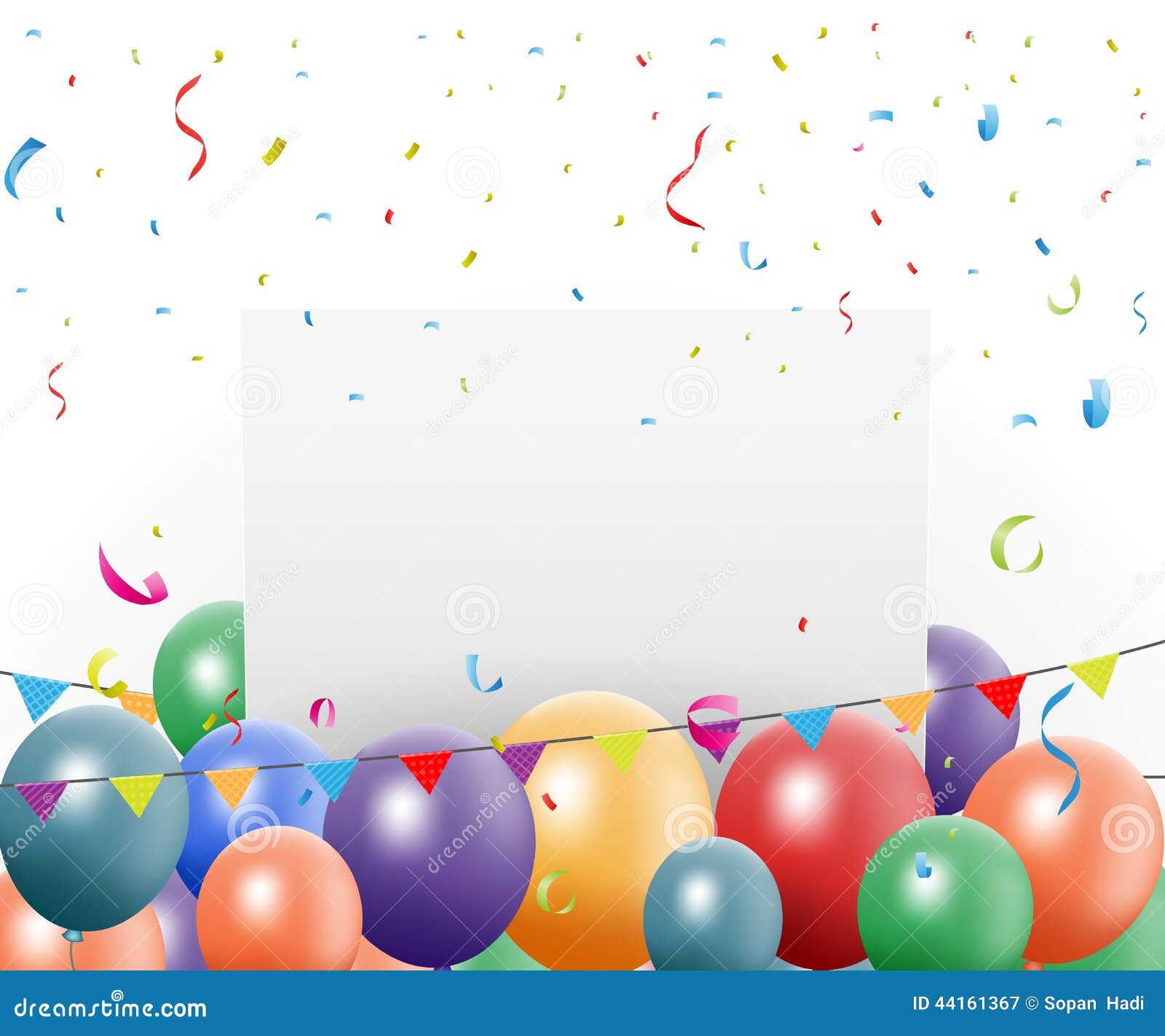 Birthday Celebration Design with Balloon and Confetti Stock Vector ...