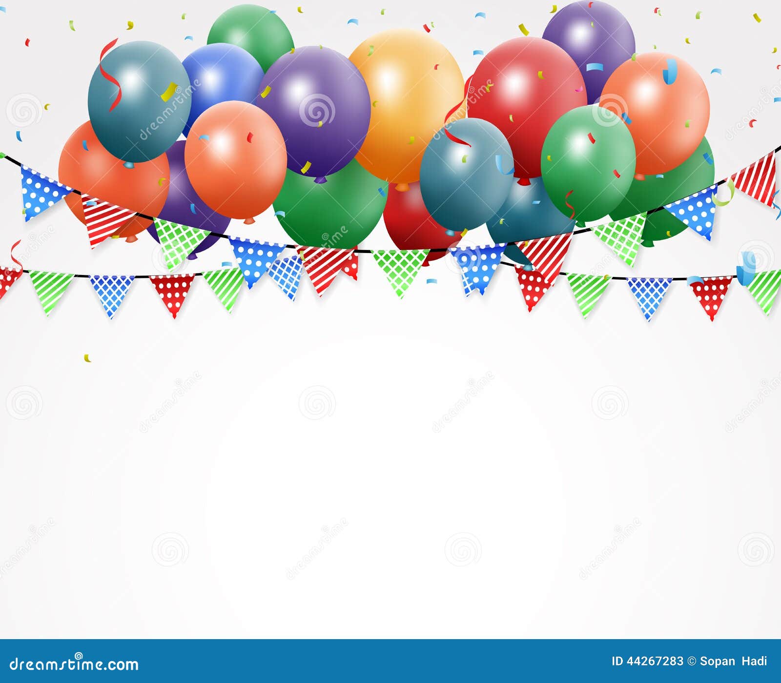 Birthday Celebration Design with Balloon and Confetti Stock Vector ...