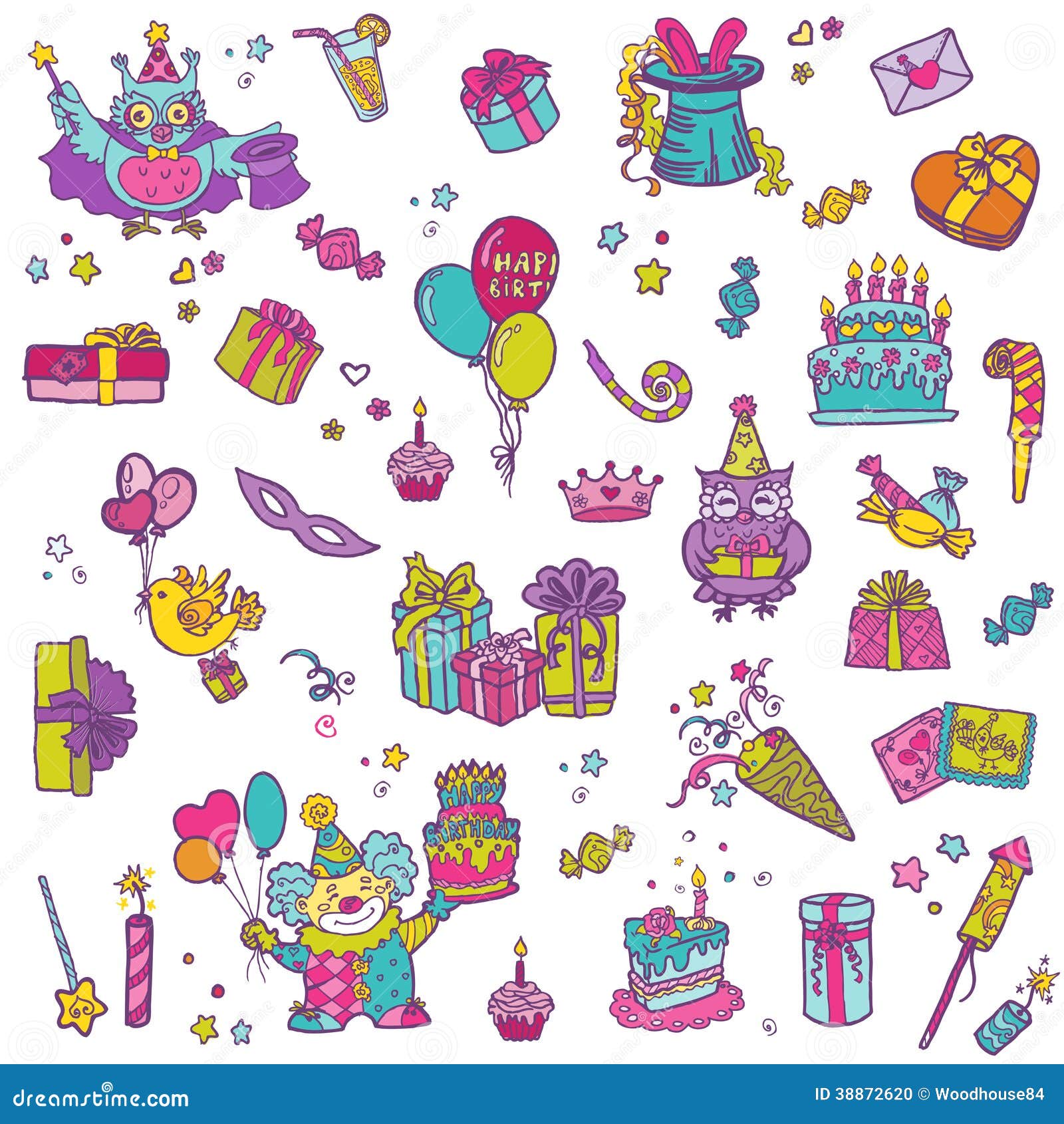 Birthday Celebration Design Elements Stock Vector - Illustration of ...
