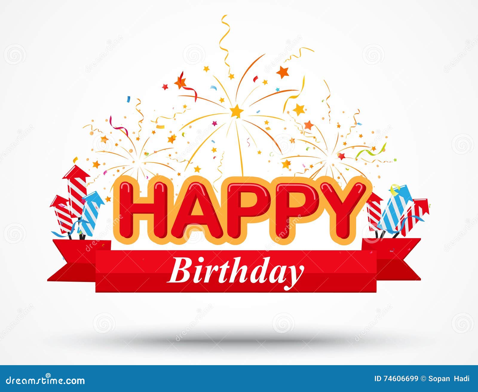 Birthday Celebration Elements with Red Ribbon Stock Vector ...