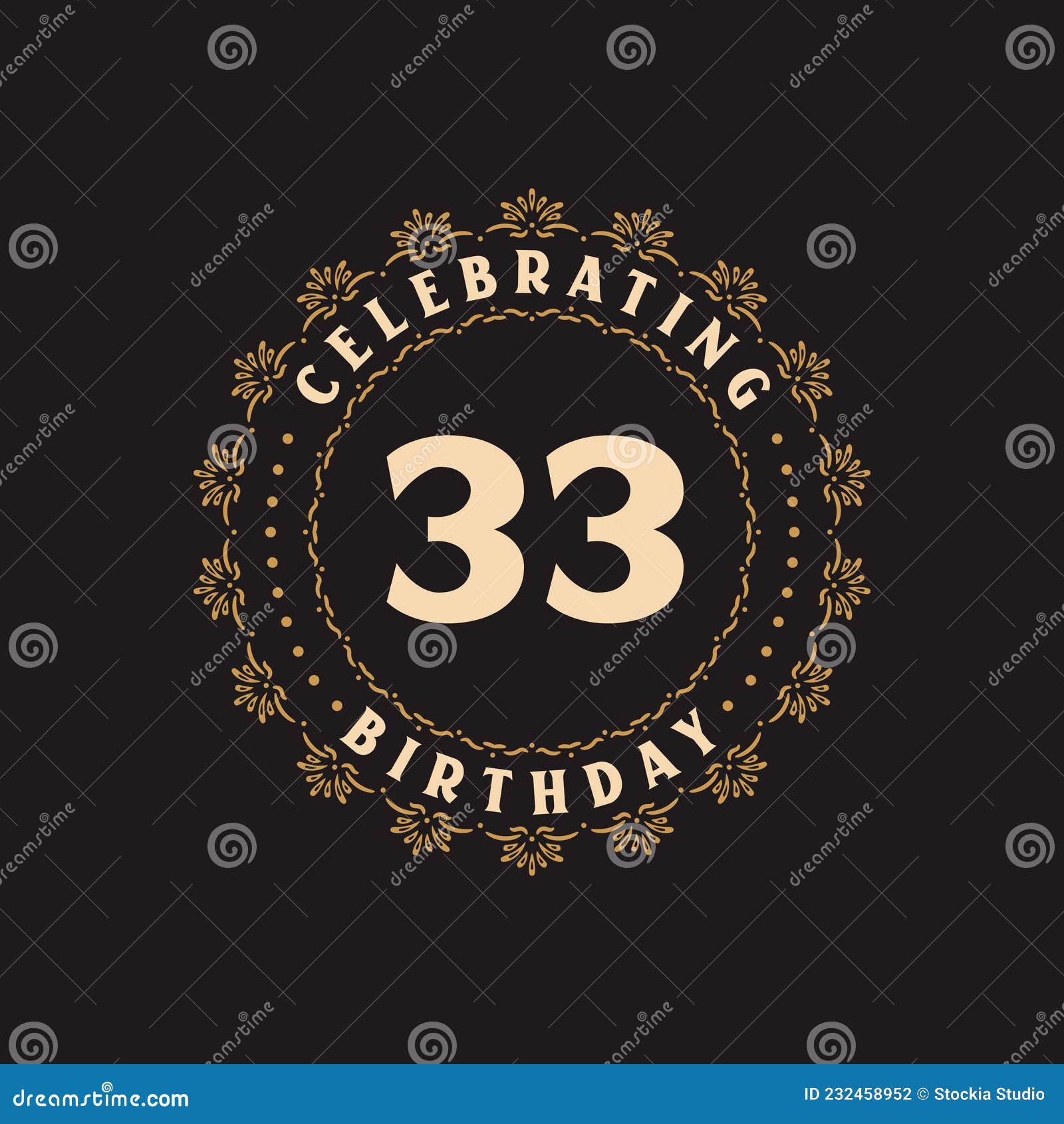 33 Birthday Celebration, Greetings Card for 33 Years Birthday Stock ...