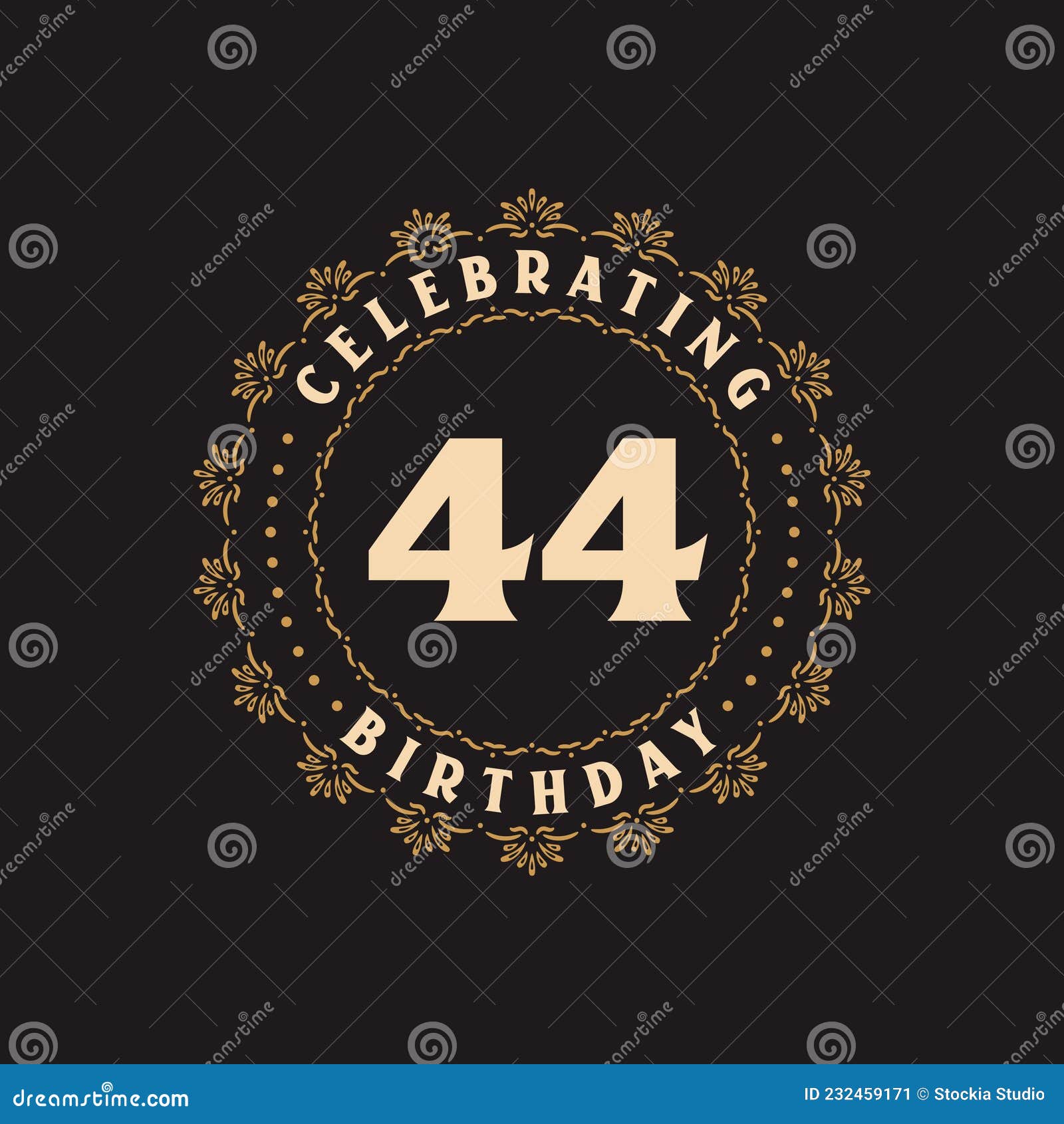 44 Birthday Celebration, Greetings Card for 44 Years Birthday Stock ...