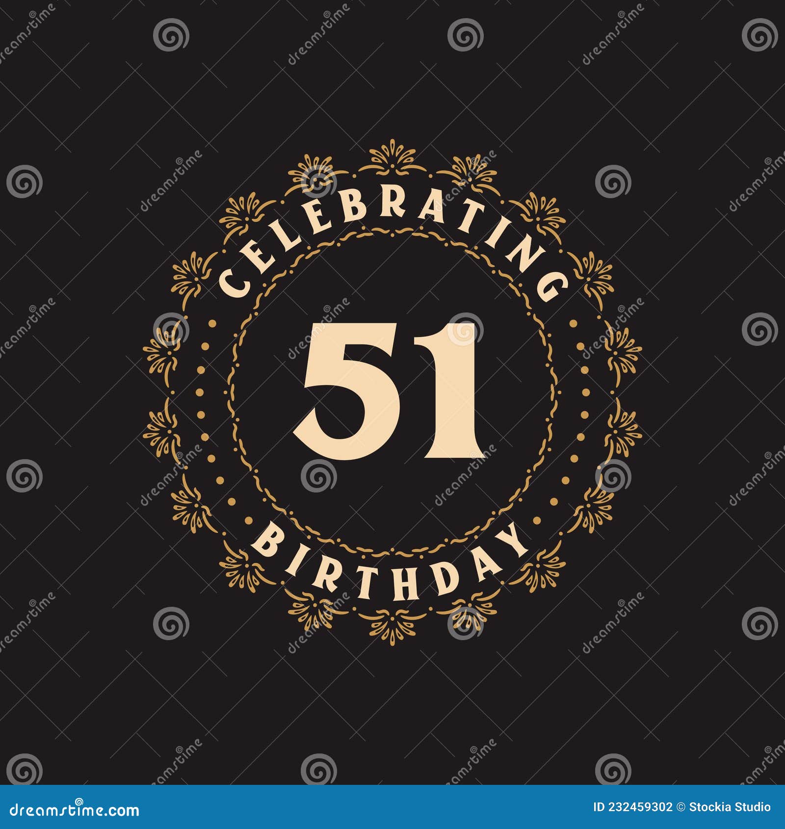 51 Birthday Celebration, Greetings Card for 51 Years Birthday Stock ...