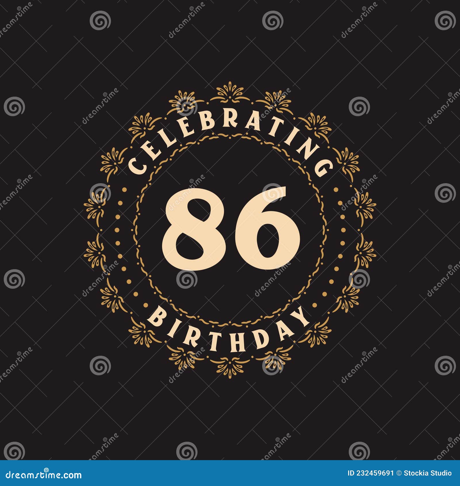 86 Birthday Celebration, Greetings Card for 86 Years Birthday Stock ...