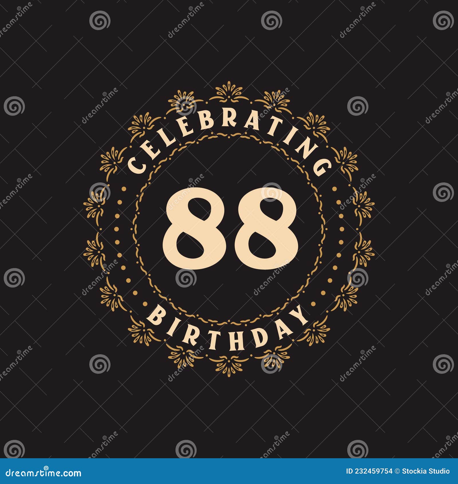 88 Birthday Celebration, Greetings Card for 88 Years Birthday Stock ...