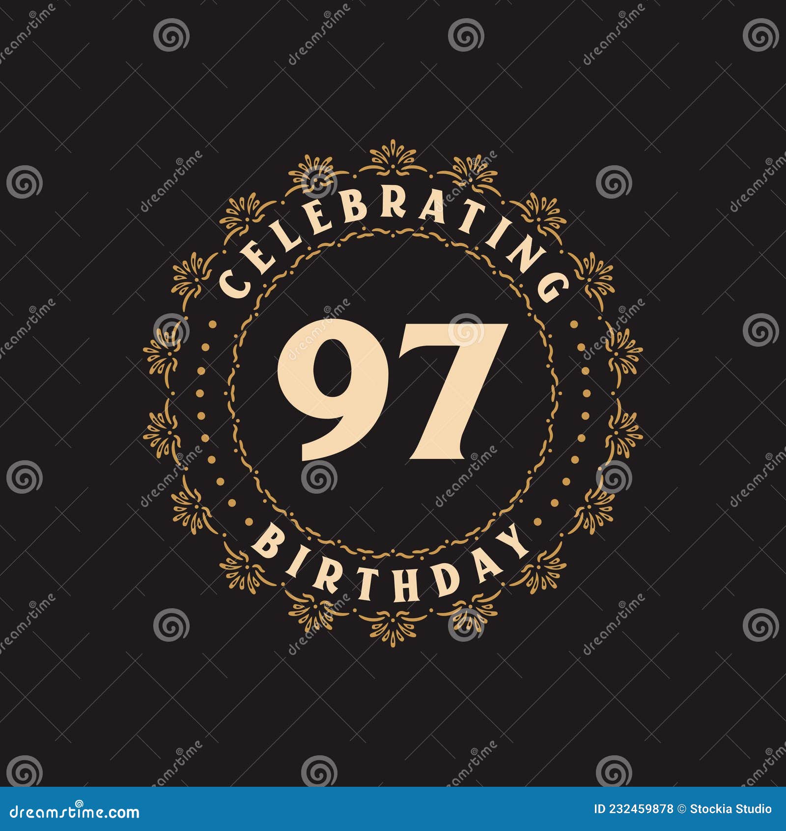 97 Birthday Celebration, Greetings Card for 97 Years Birthday Stock ...