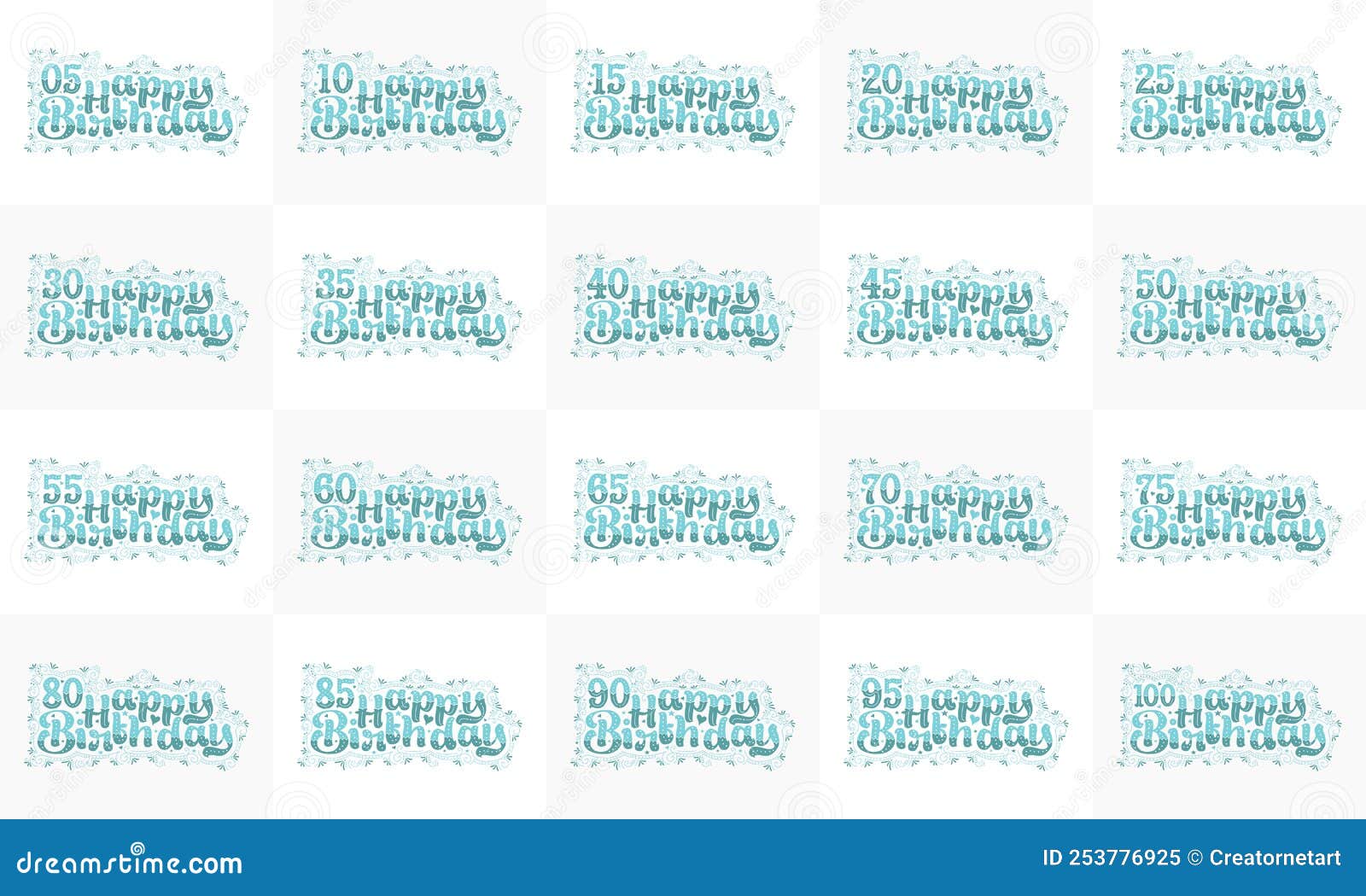 Birthday Celebration Lettering Design Bundle. Typography 10, 20, 30th ...