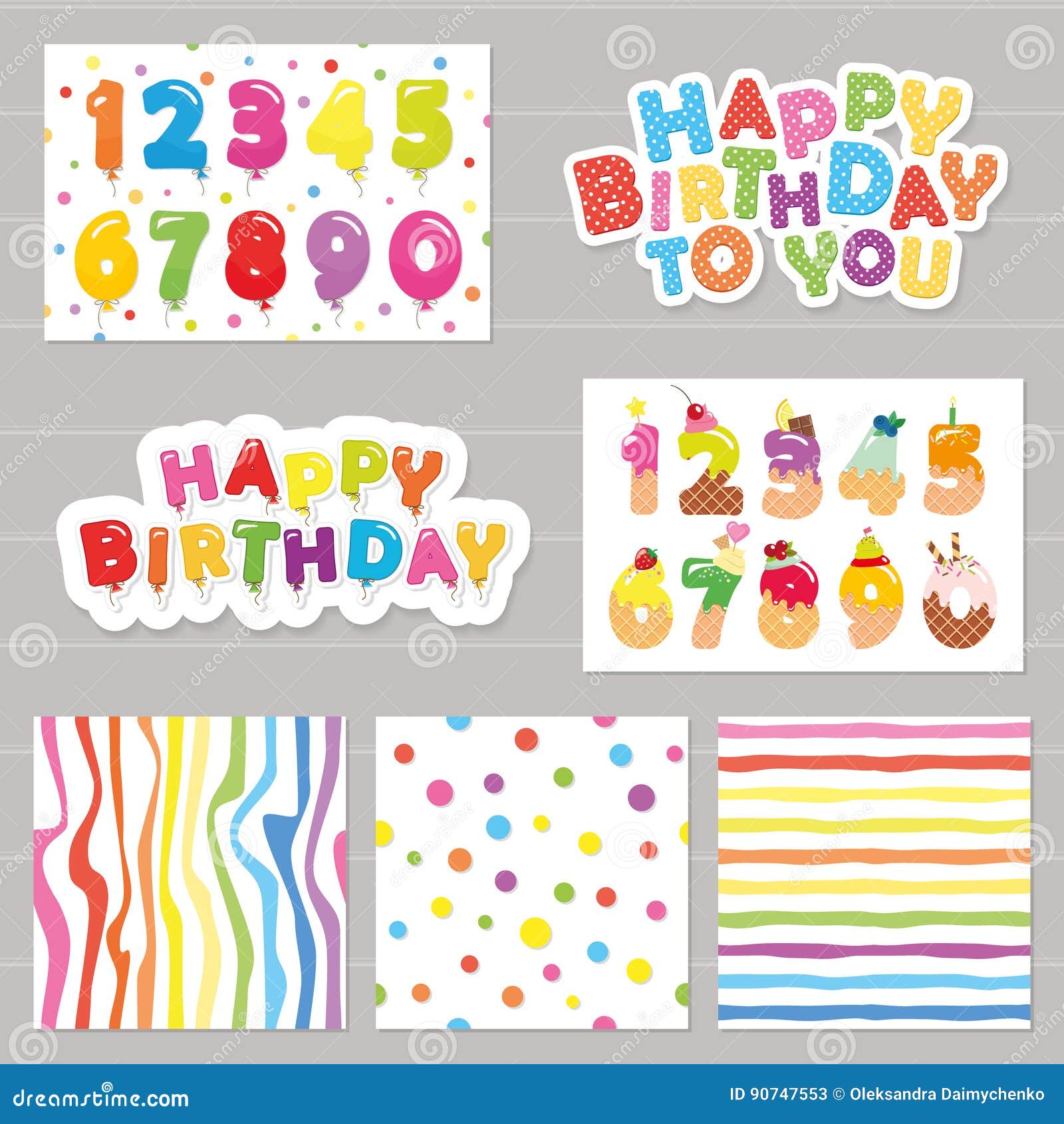Birthday Celebration Set. Numbers and Patterns Stock Vector ...