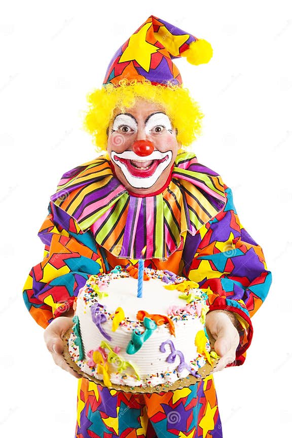 Birthday Clown with Cake stock image. Image of party - 17689345