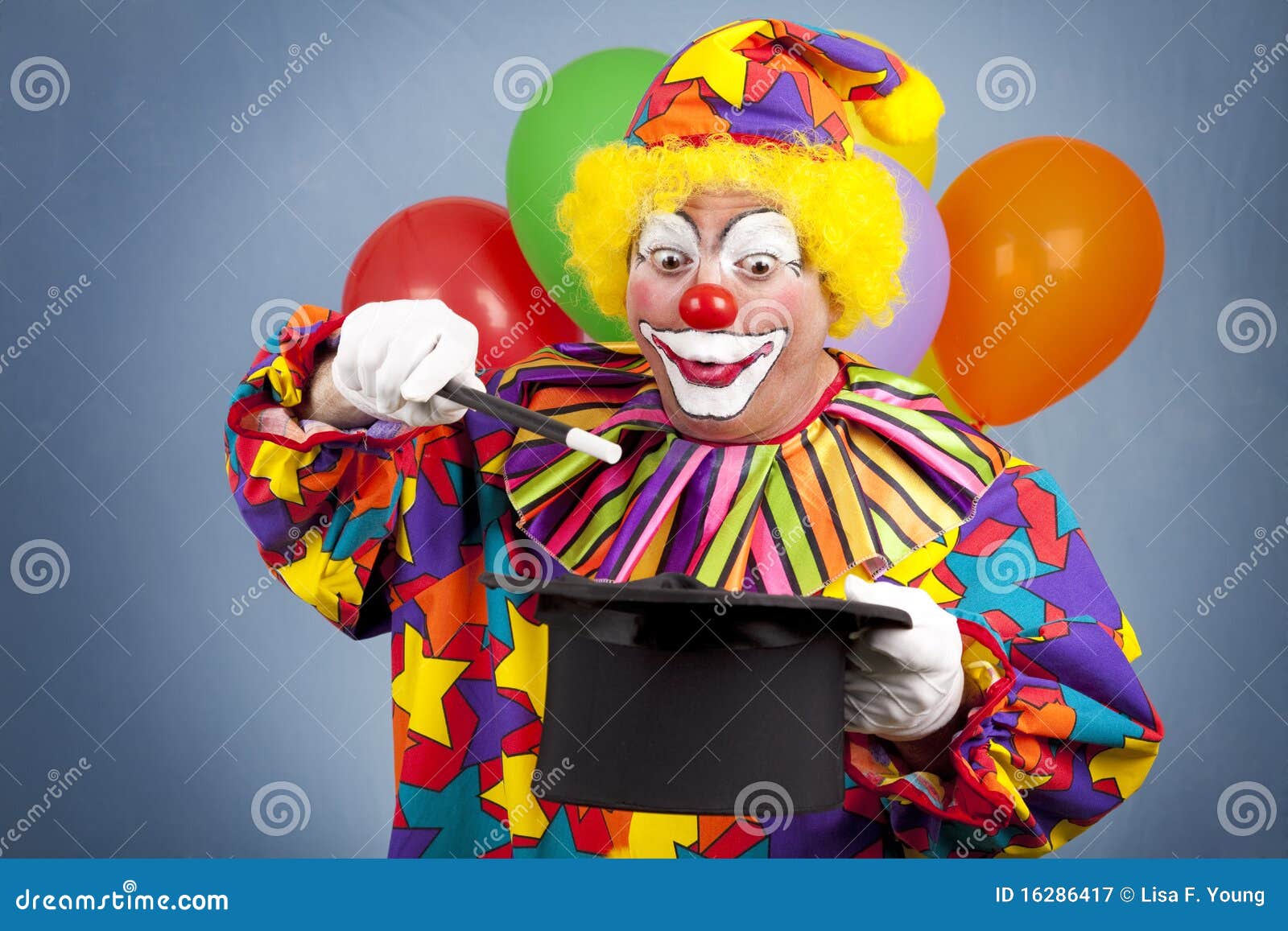 Birthday Clown Magic Show stock image. Image of yellow - 16286417