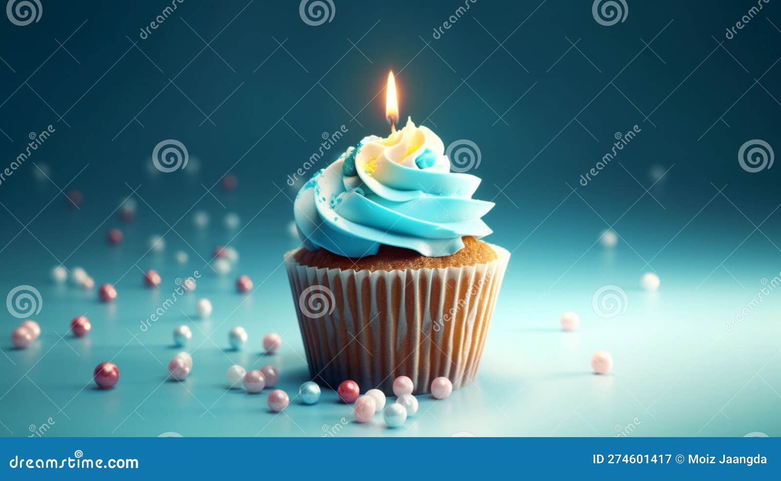 Birthday Cupcake Blue Background Stock Illustration - Illustration of ...