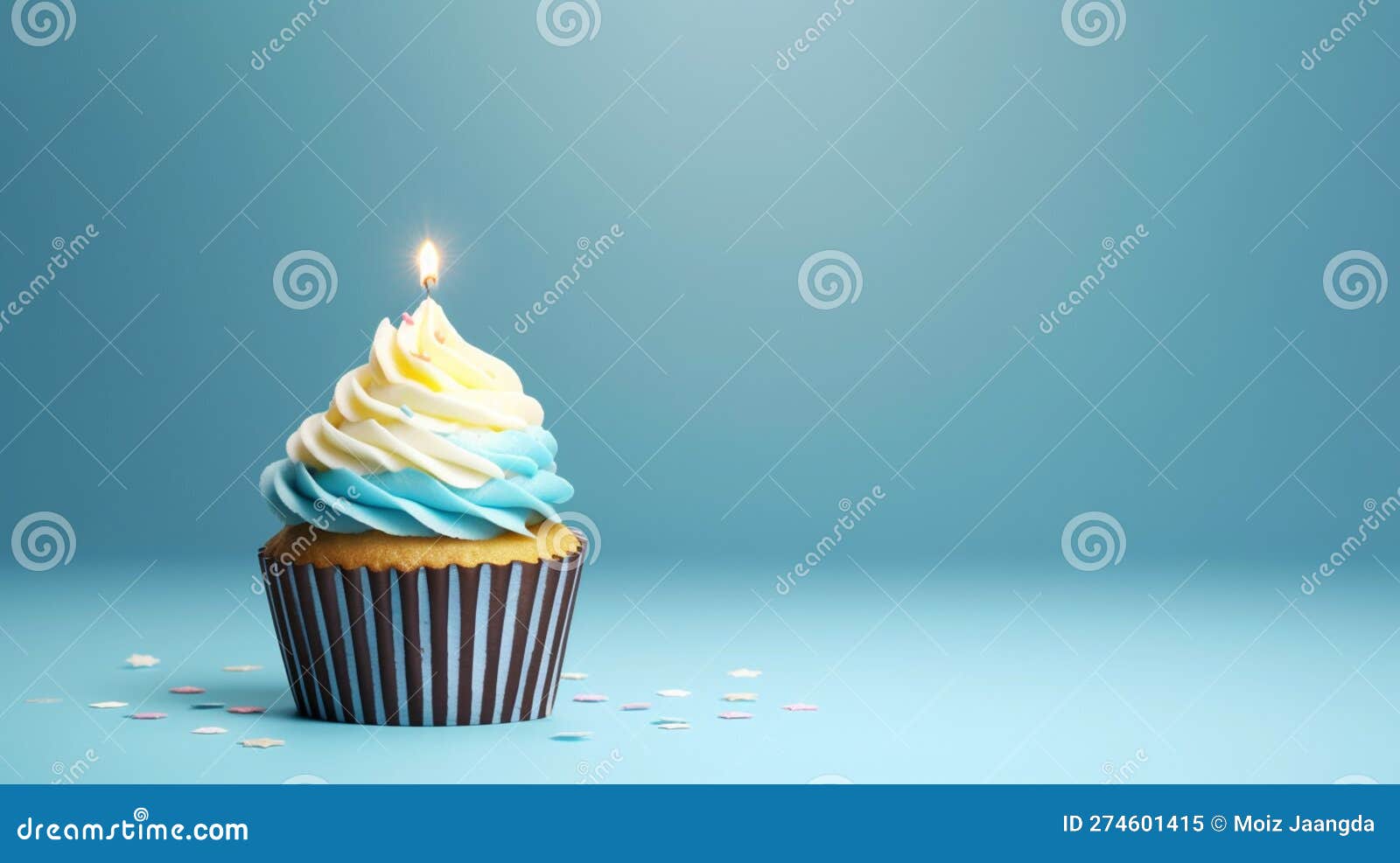Birthday Cupcake Blue Background Stock Illustration - Illustration of ...
