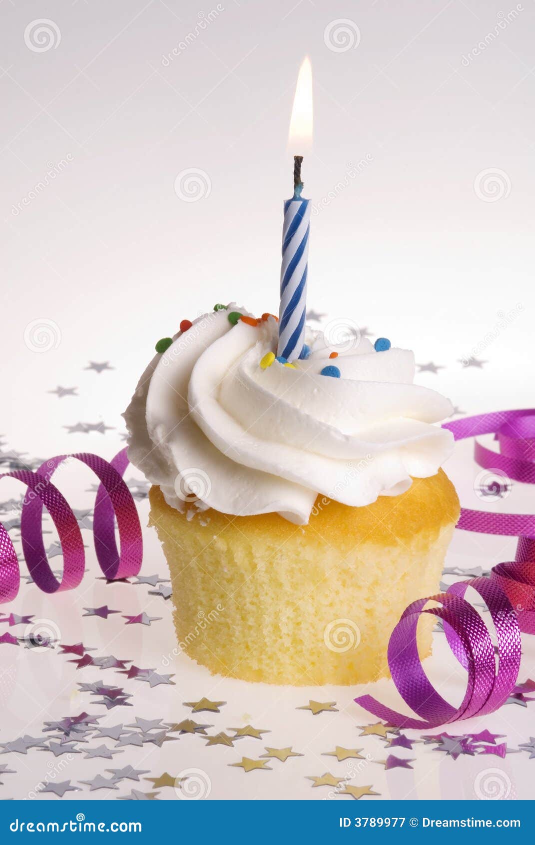 Birthday Cupcake With Blue Candle Stock Image - Image of bakes, pretty ...