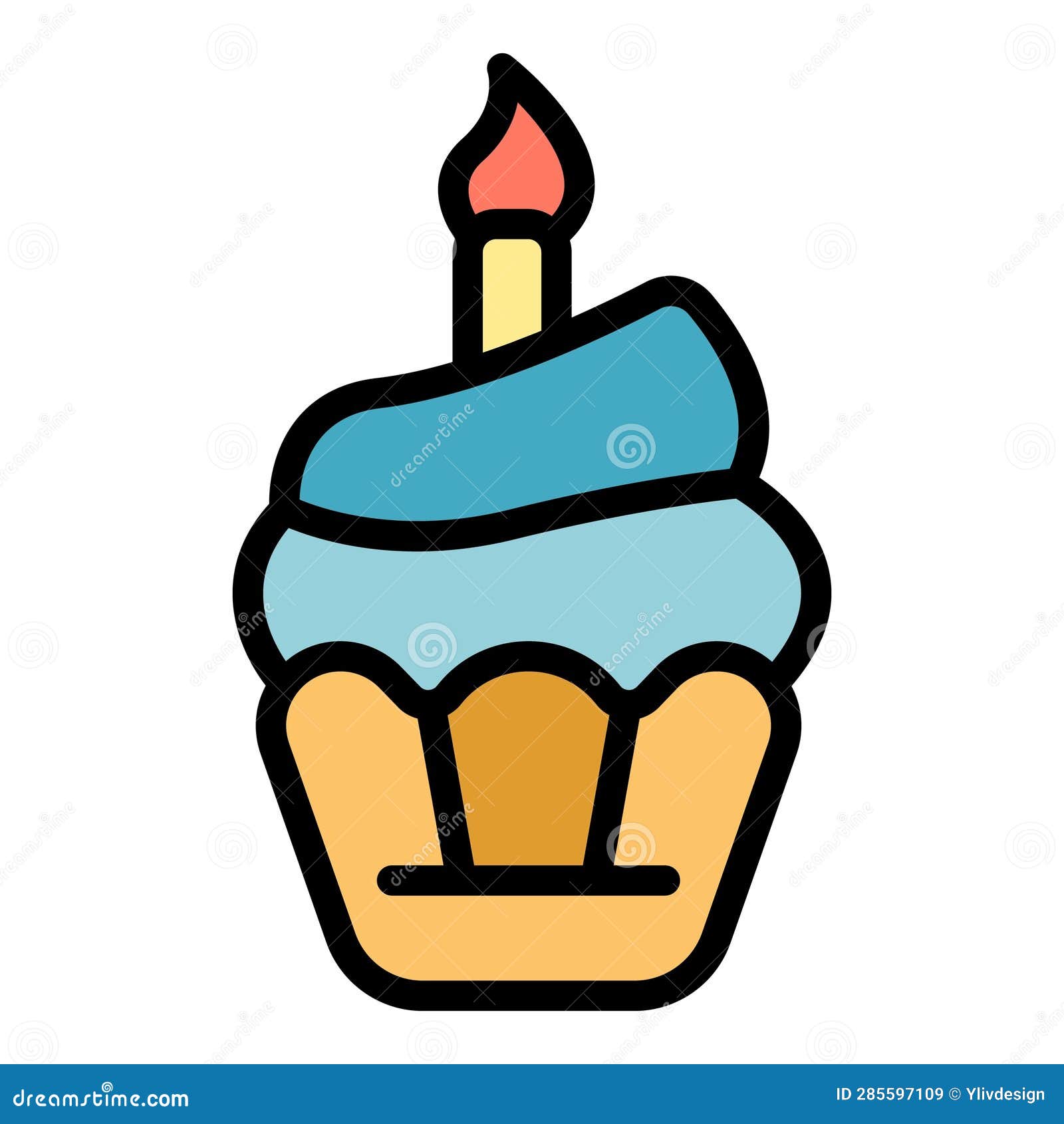 Birthday Cupcake Icon Vector Flat Stock Vector - Illustration of xmas ...